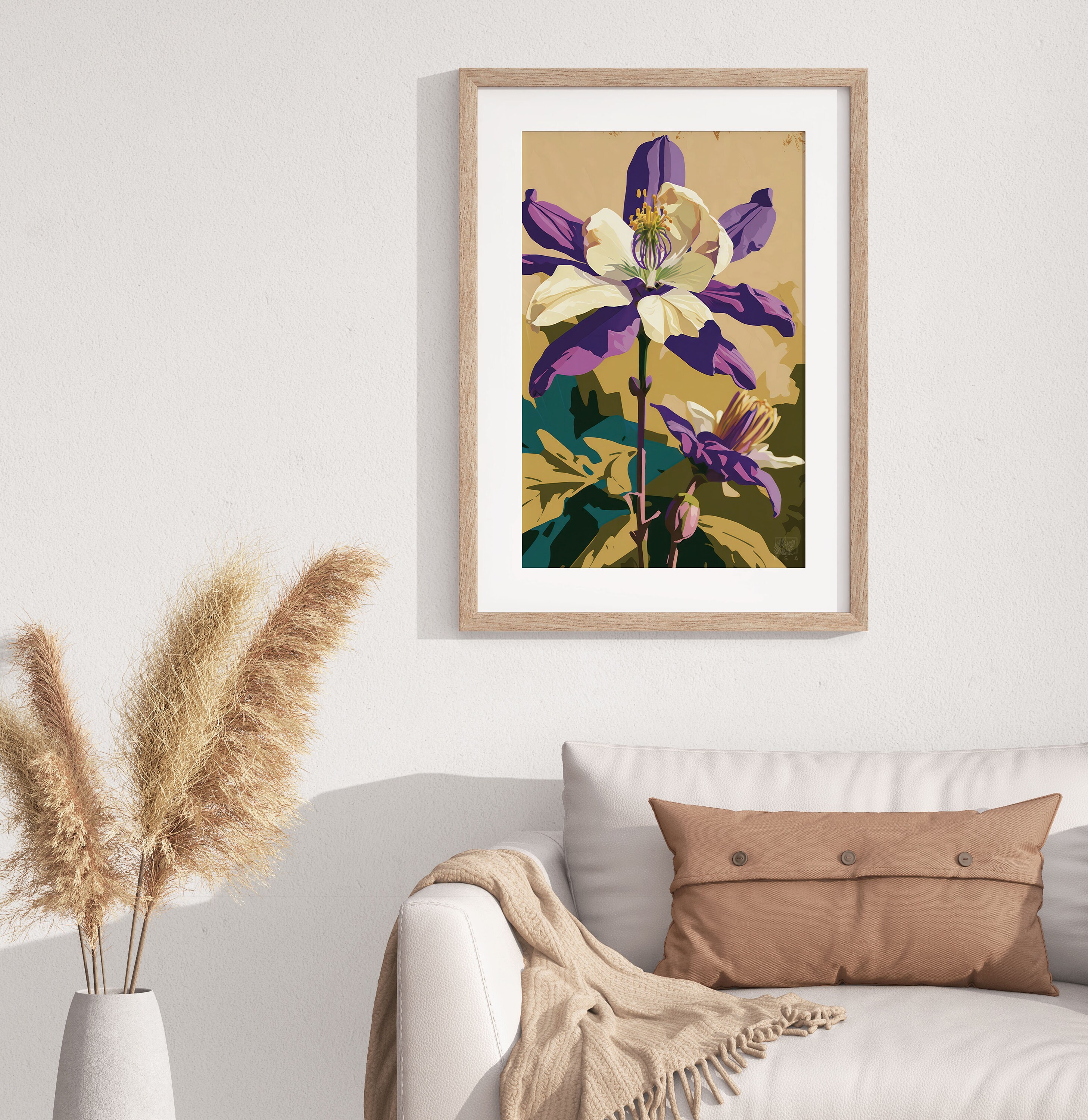 Colorado Columbine Flower Poster, Minimalist Floral Artwork Prints ...