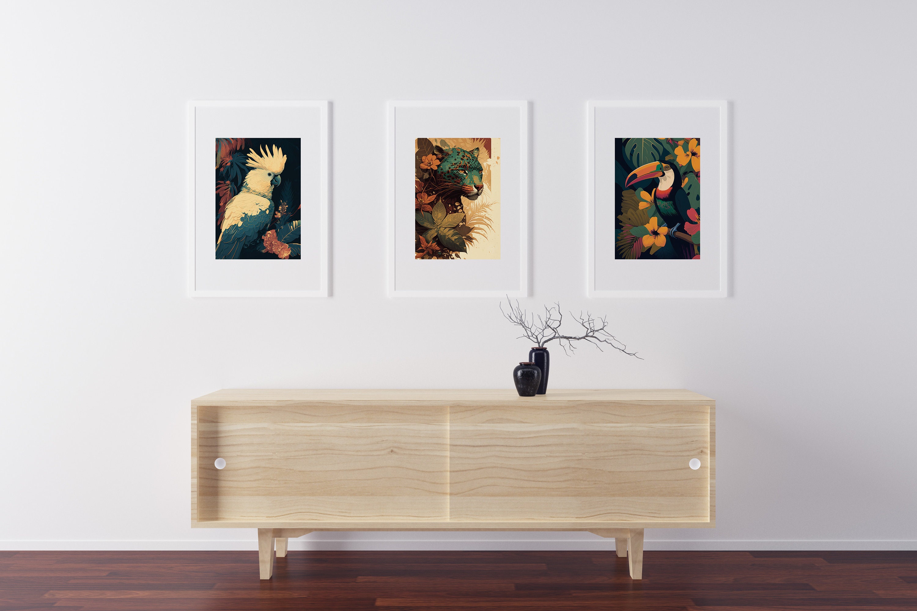 Emerald Rainforest Poster Bundle, Jungle Artwork Print, Printable ...