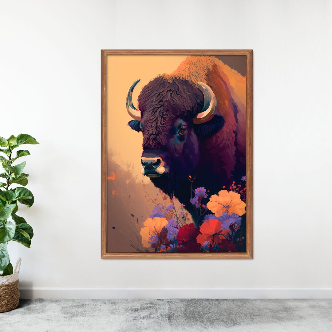 Western Buffalo Wall Art Hanging Print Poster, Ranch House Decor Decor ...