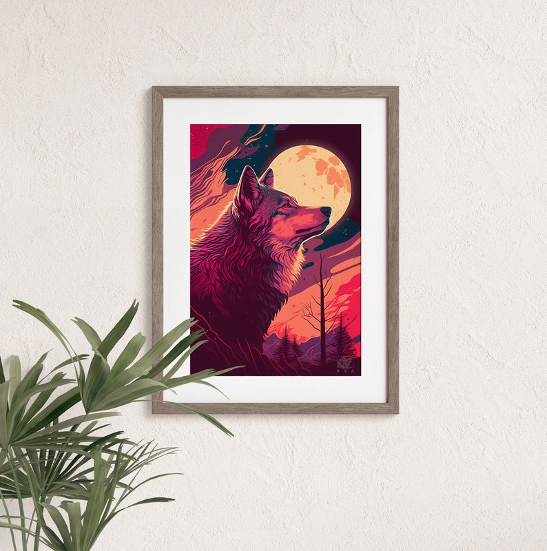 Lone Wolf Moon Poster | Wolf Poster | Bedroom Decor | Timberwolf ...