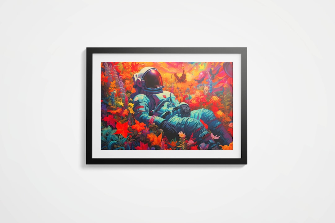 Astronaut in Flowers Print, Nasa Astronaut Wall Art, Trippy Space Wall ...