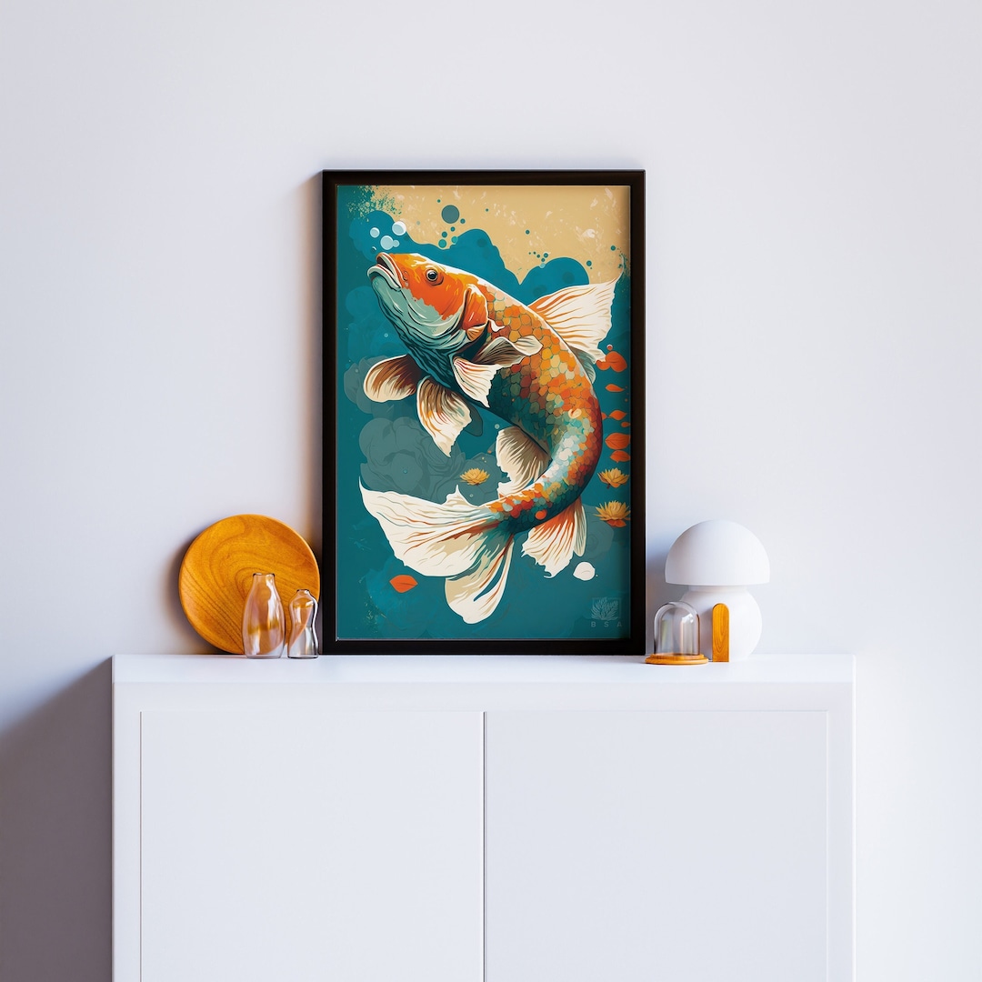Modern Chic Koi Fish Poster | Japanese Artwork Prints | Japandi Art ...