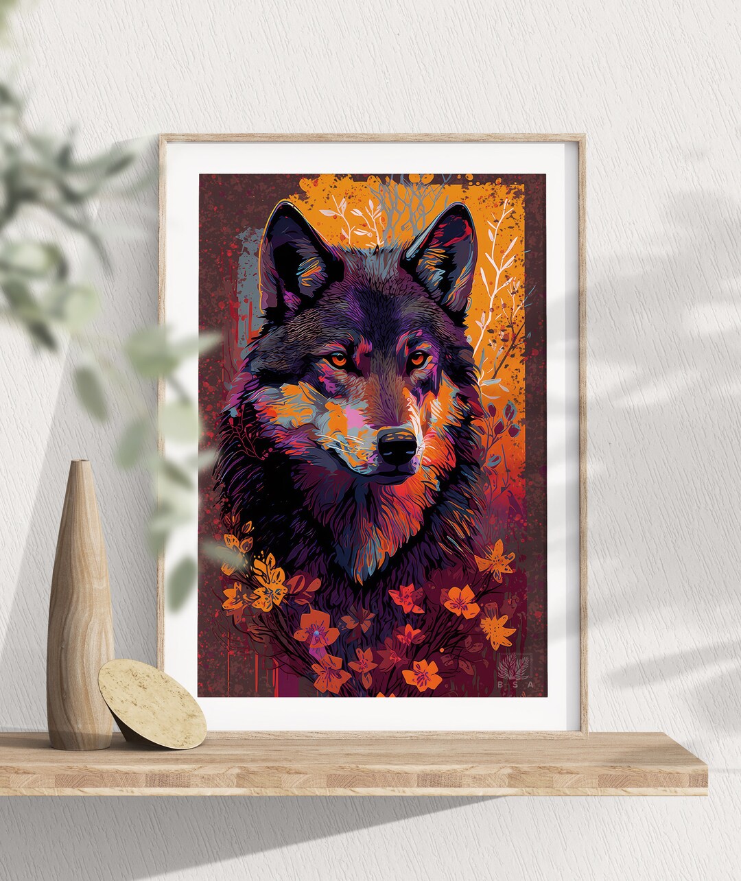 Colorful Lone Wolf Print, Timberwolf Poster, Bedroom Wall Decor ...