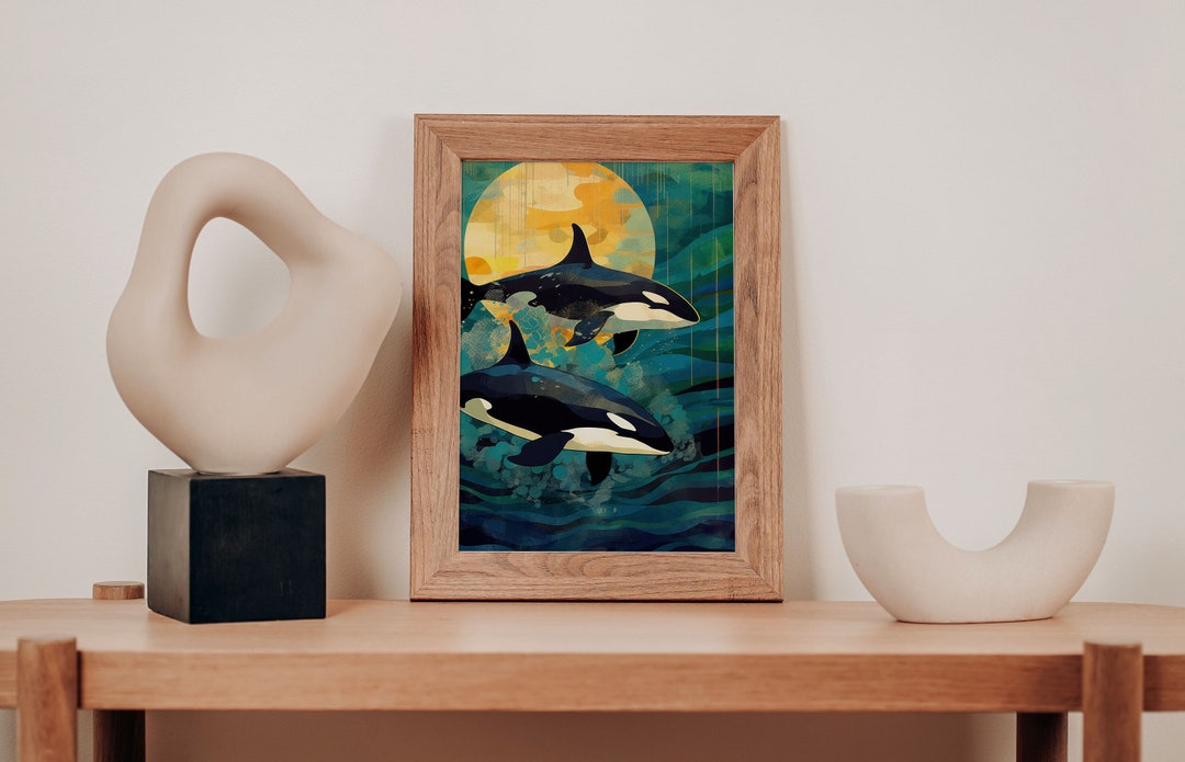 Orca Print Killer Whales, Pacific Northwest Coastal Nursery Art ...
