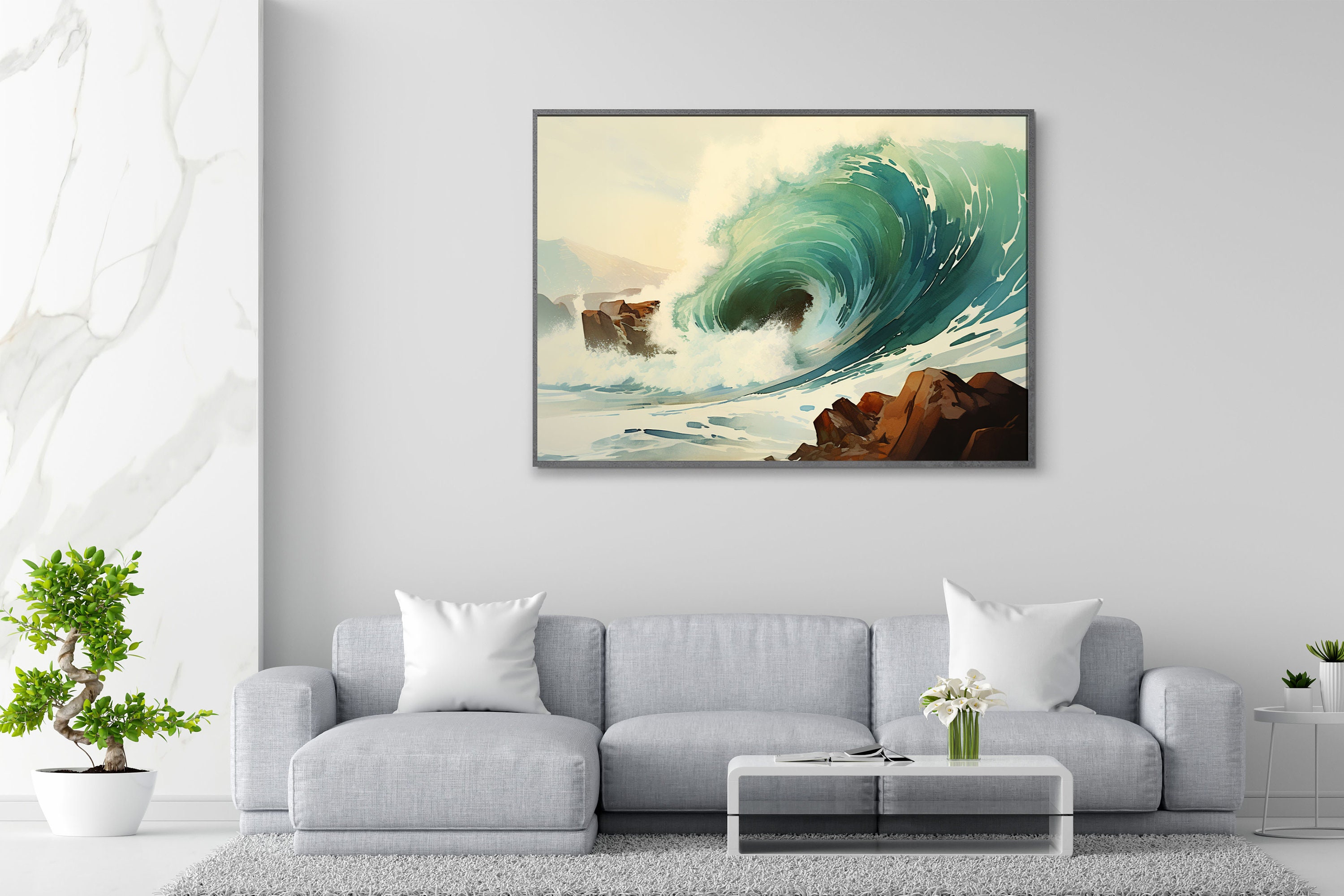 Blue Ocean Wave Art Print Coastal Ocean Beach Decor Nautical - Etsy