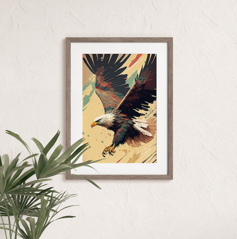 Swooping Bald Eagle Print | Printable Eagle Poster | Multi Color Bird ...