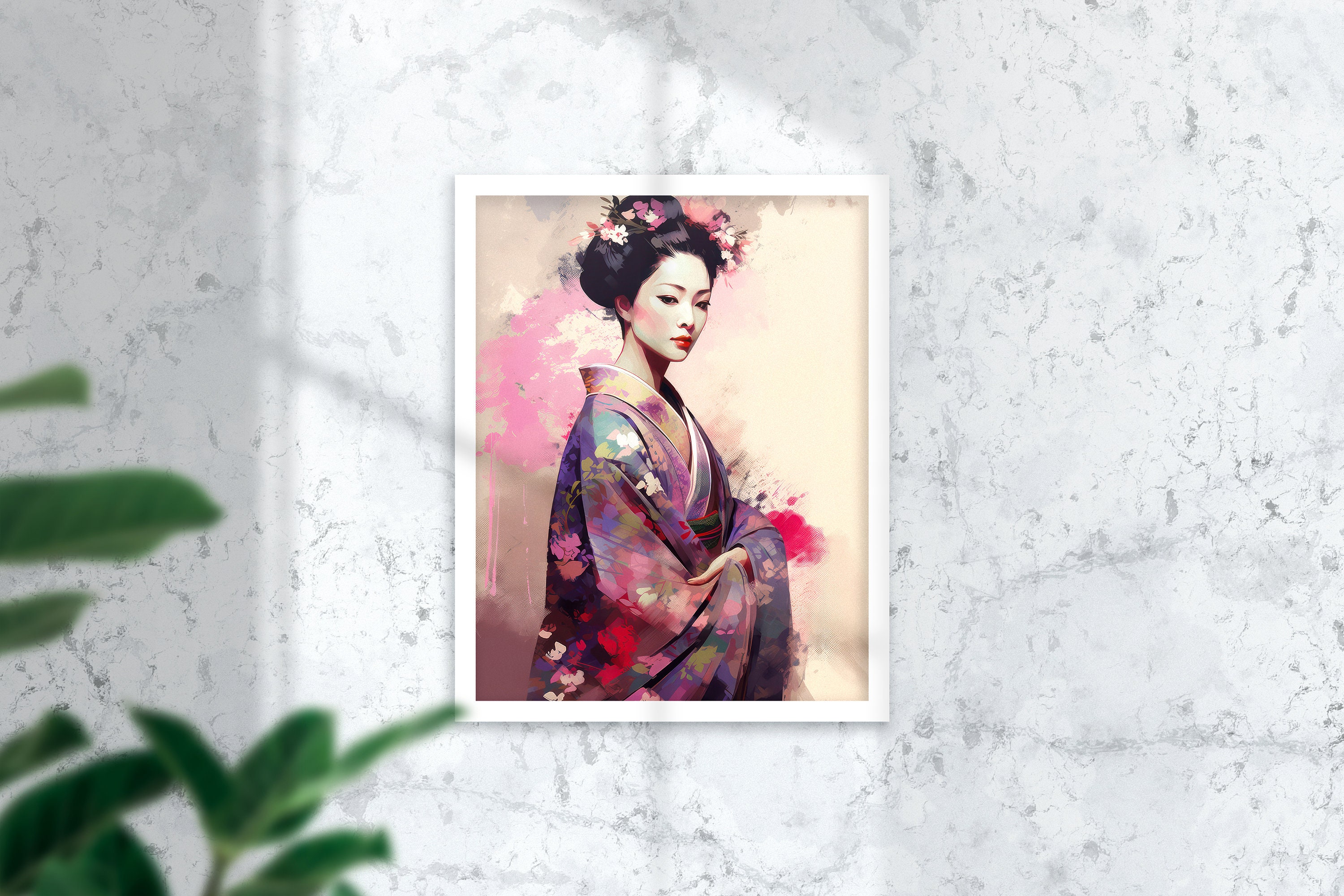 Modern Chic Japanese Woman Poster | Japanese Print Art | Cherry Blossom ...
