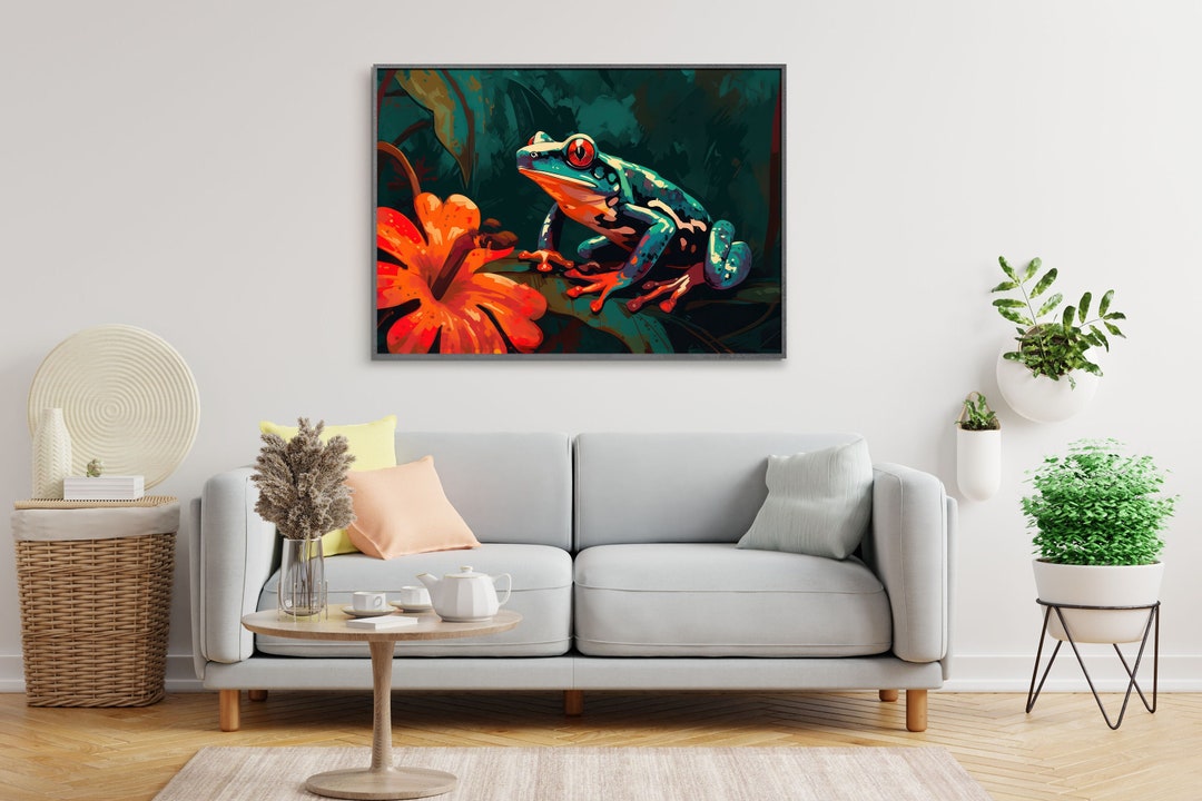 Red-eyed Tree Frog Print, Tree Frog Wall Art, Colorful Rainforest Wall ...