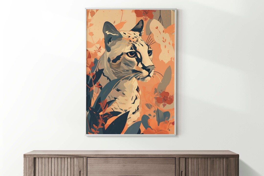 Amazon Jungle Cat Poster, Ocelot Art Print, Animal Wall Art, Safari ...