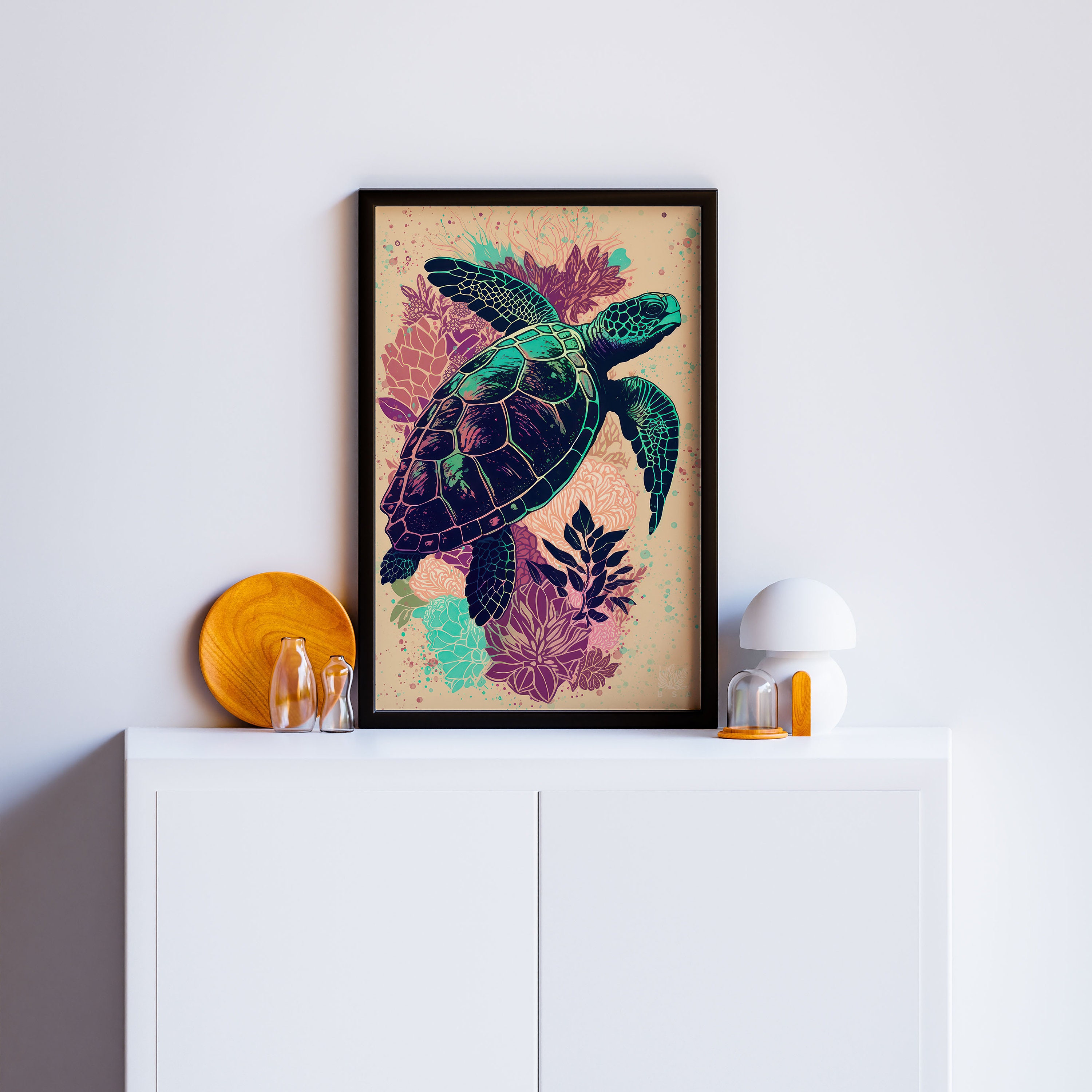 Sea Turtle Watercolor Print, Green Sea Turtle Art, Tropical Sea ...