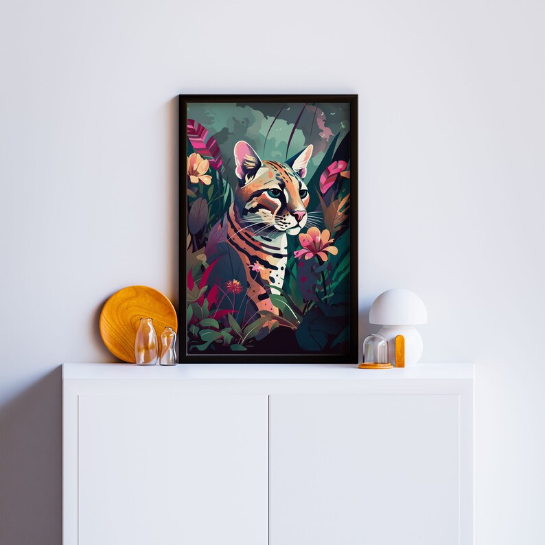 Jungle Cat Print Bundle, Rainforest 3 Piece Wall Art Set, Jungle ...