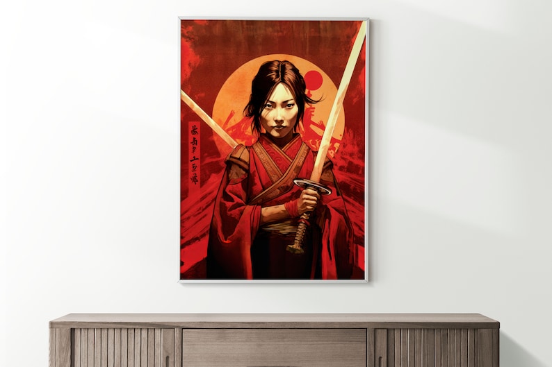 Japanese Samurai Woman Poster | Japandi Designs | Simple Oriental Decor ...