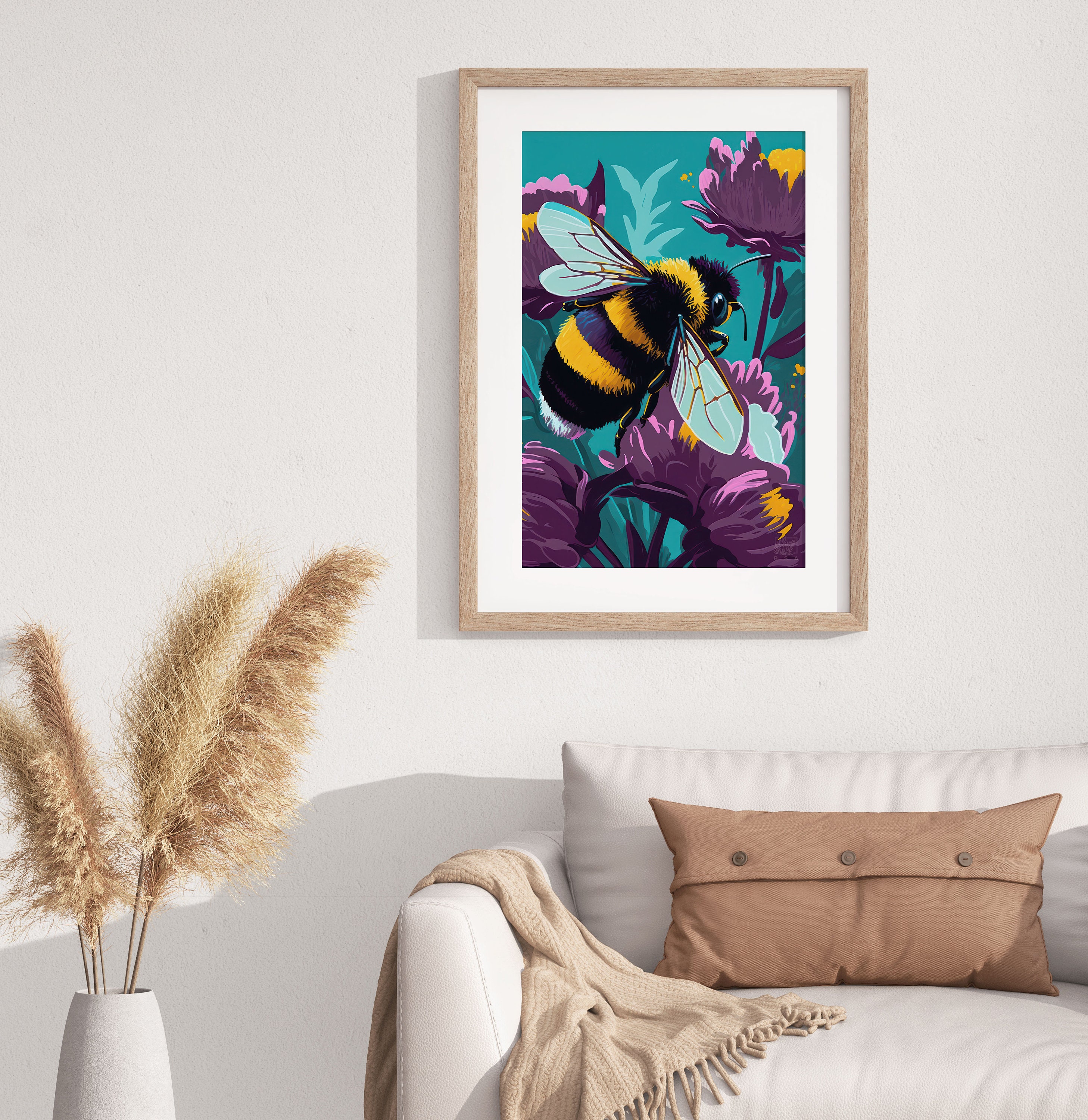 Modern Bumblebee Floral Poster | Minimalist Artwork Prints | Mountain ...