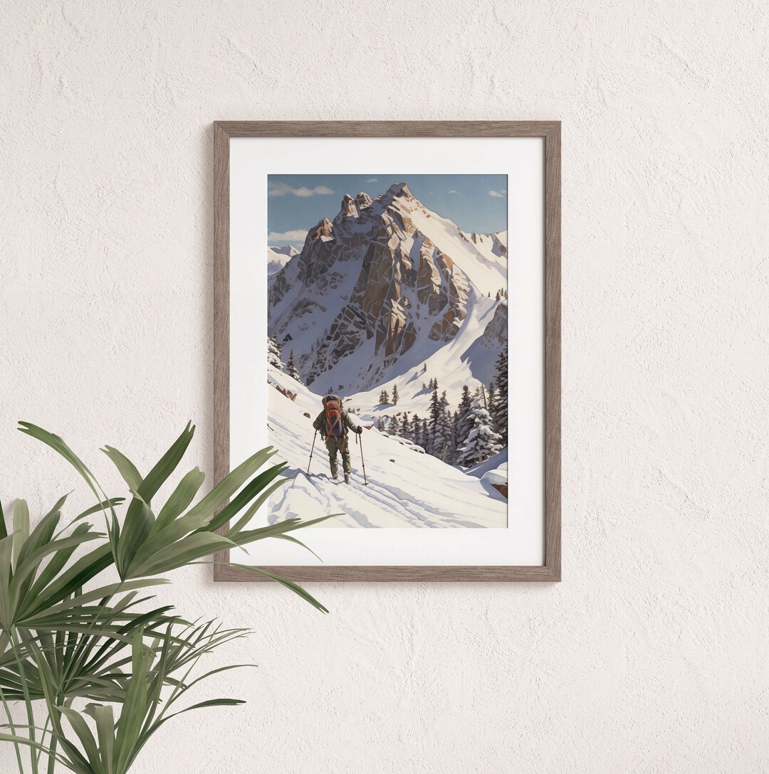 Backcountry Mountain Ski Poster, Vintage Landscape Skiing Print ...