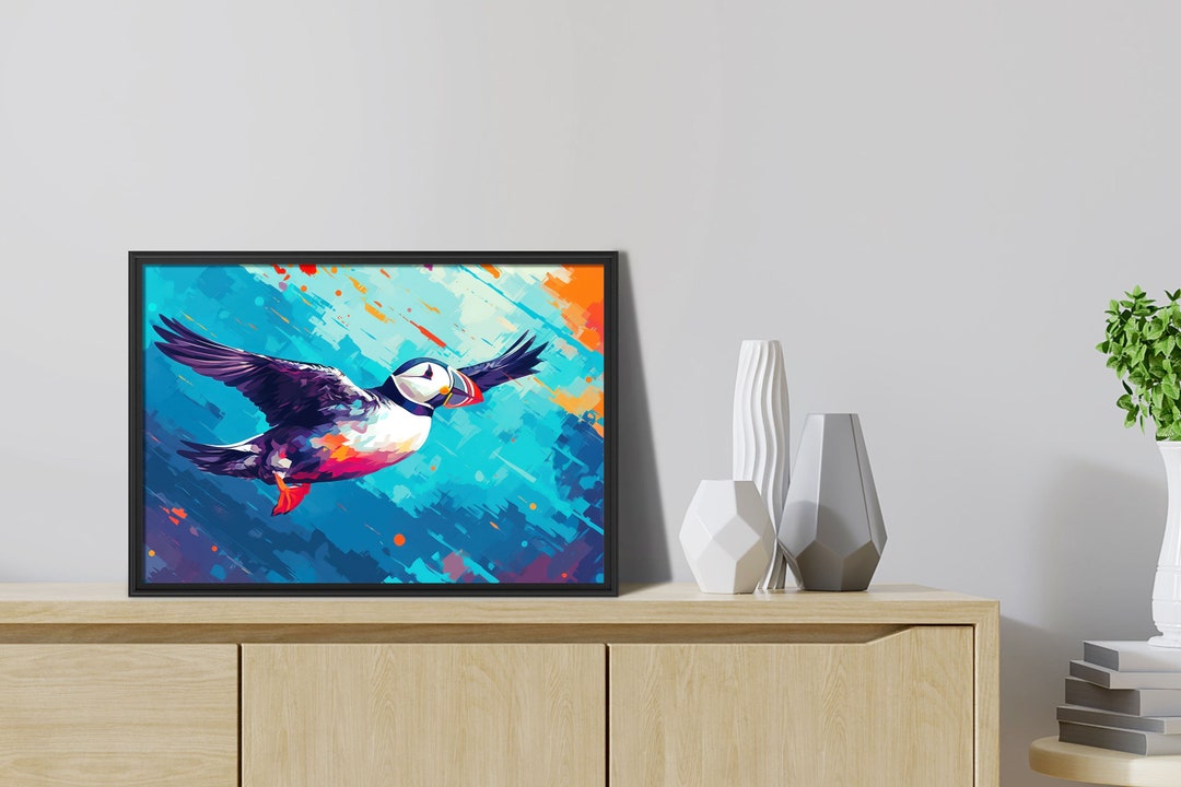 Arctic Puffin Print | Alaskan Puffin Poster Art | Wildlife Cabin Decor ...