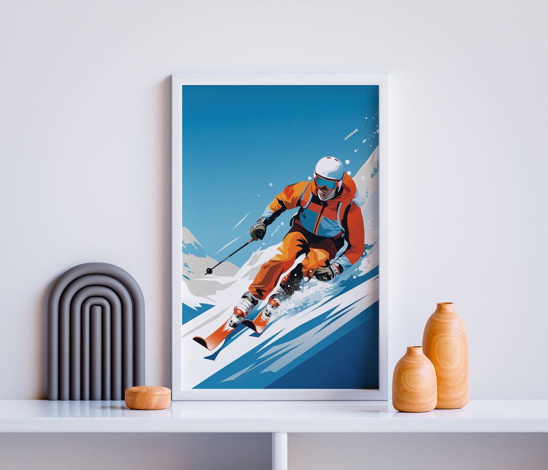 Retro Freestyle Ski Poster, Travel Poster, Ski Art, Alpine Ski ...