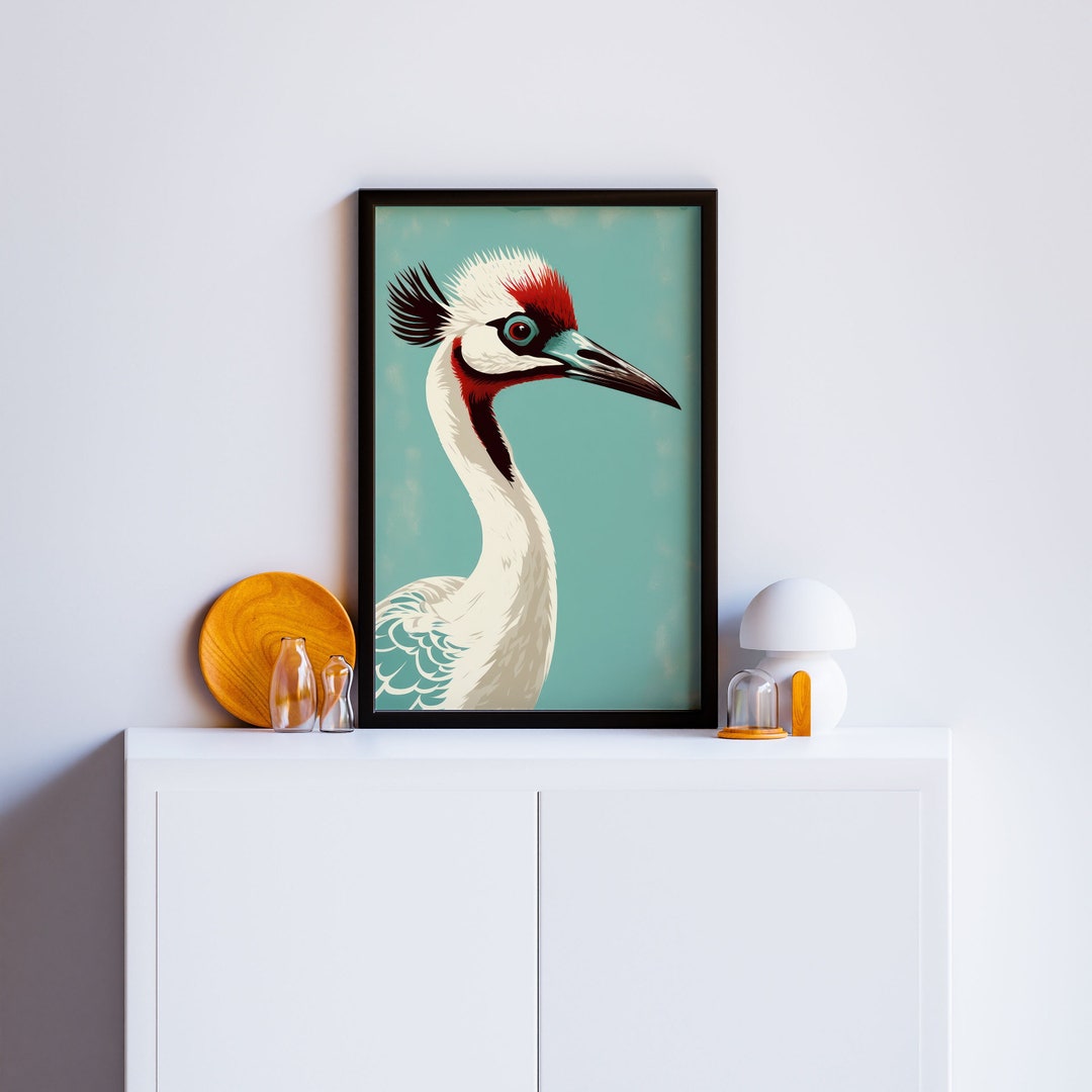 Japanese Crane Art Print, Japanese Wildlife Poster, Oriental Crane ...