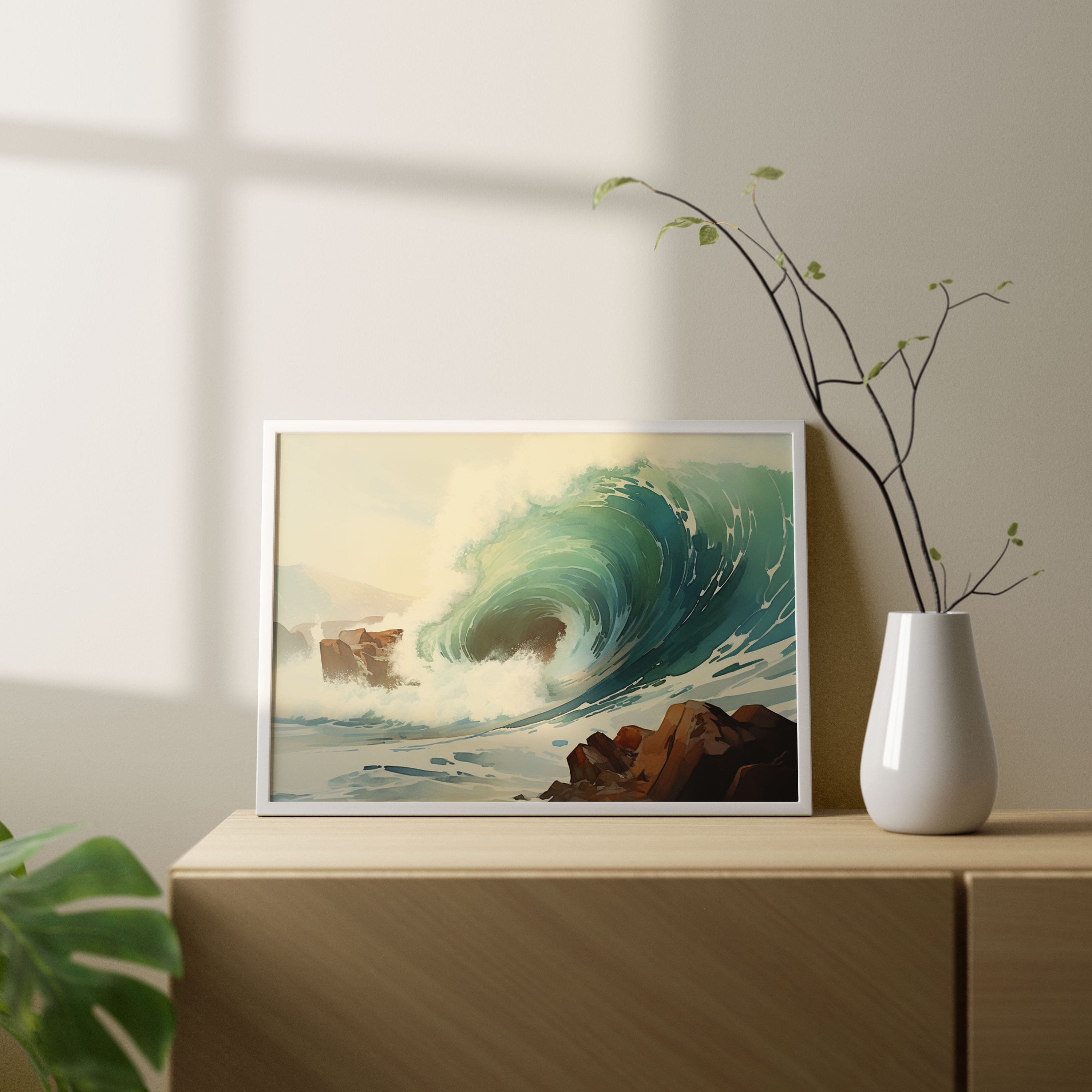 Blue Ocean Wave Art Print Coastal Ocean Beach Decor Nautical - Etsy
