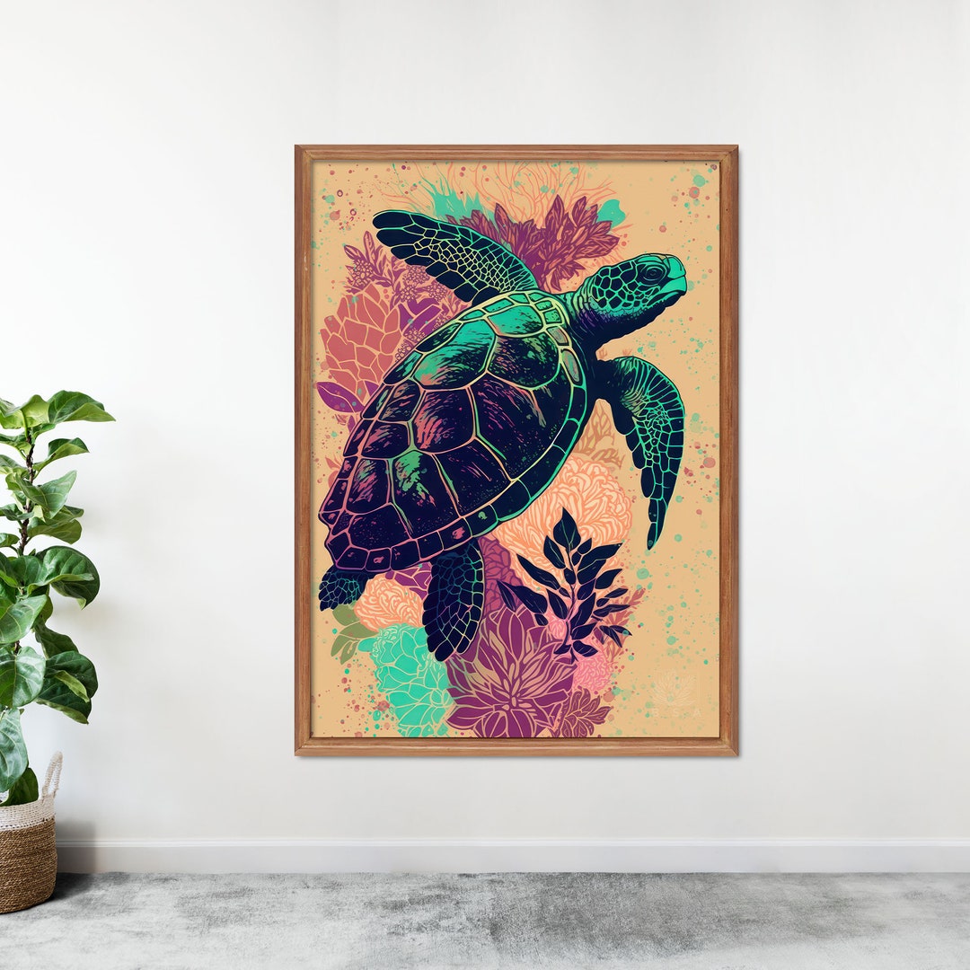 Sea Turtle Watercolor Print, Green Sea Turtle Art, Tropical Sea ...