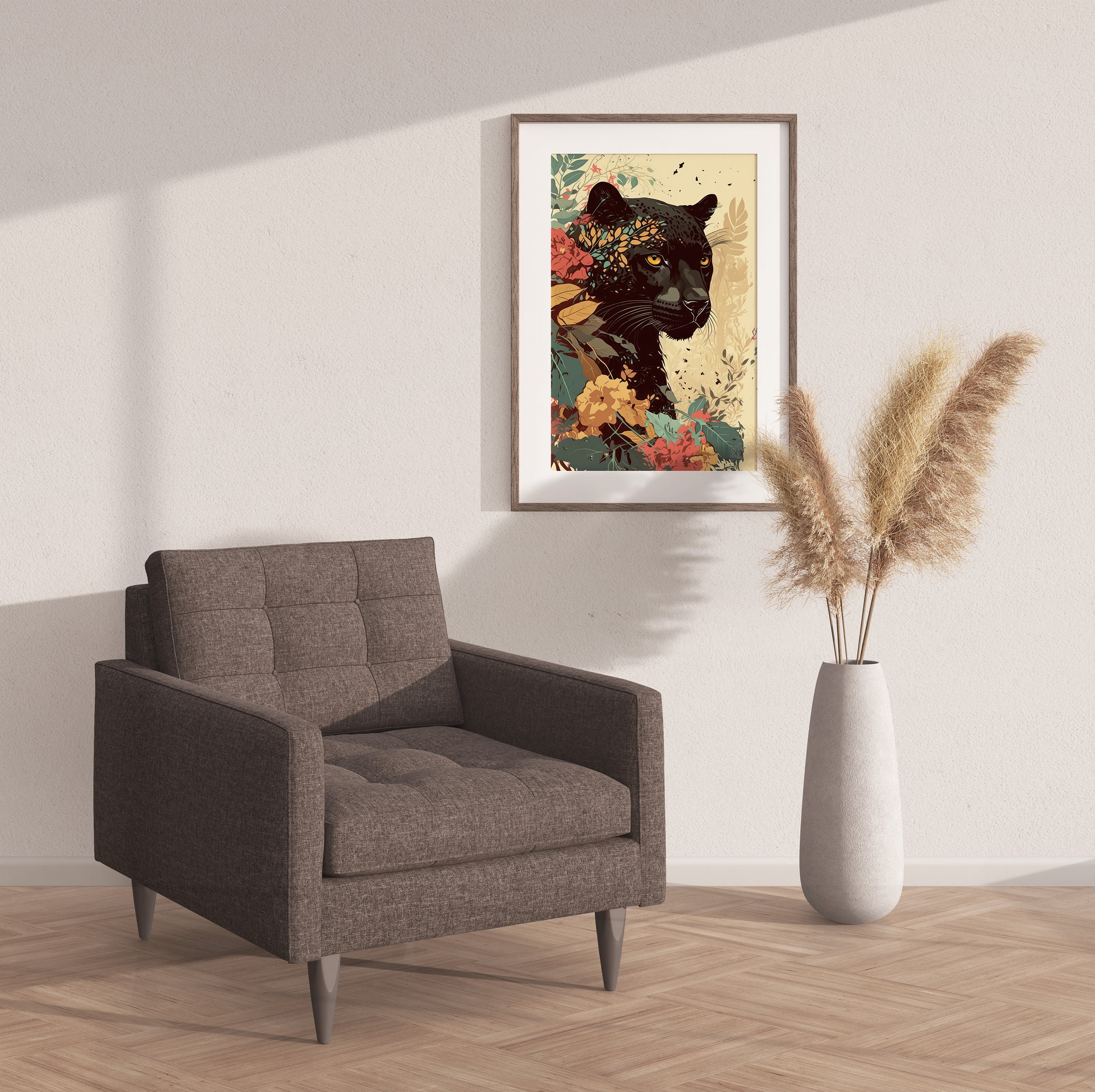Modern Black Jaguar Poster | Minimalist Jungle Artwork Prints ...