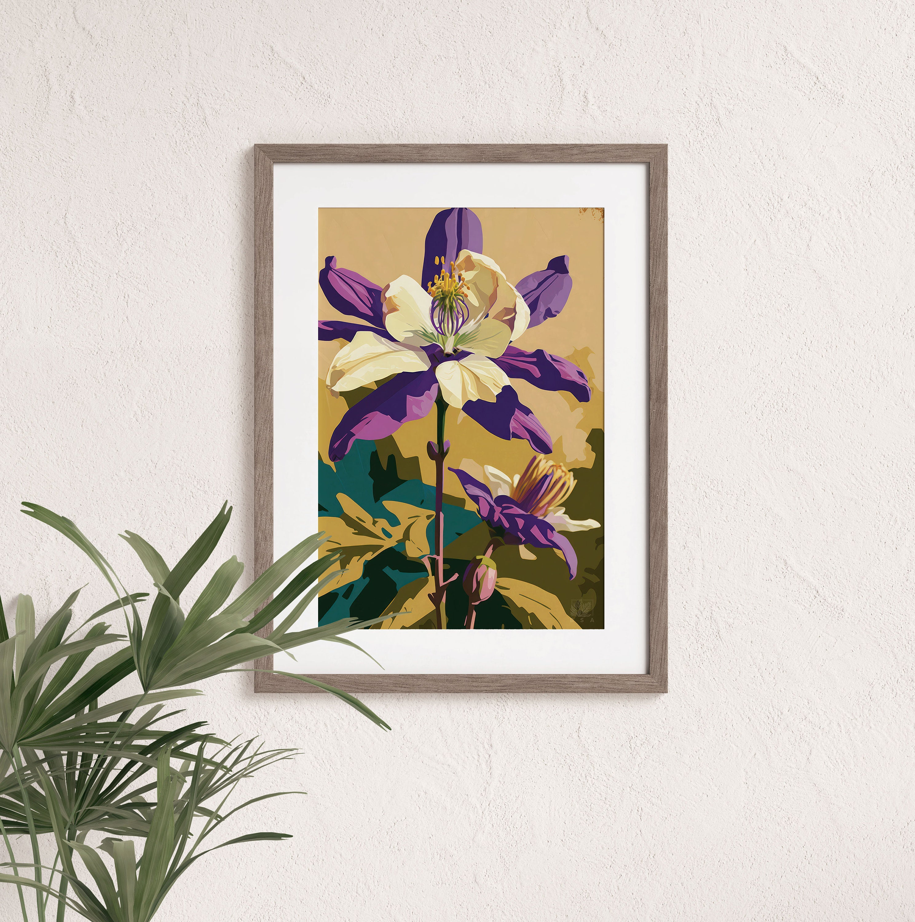 Colorado Columbine Flower Poster, Minimalist Floral Artwork Prints ...