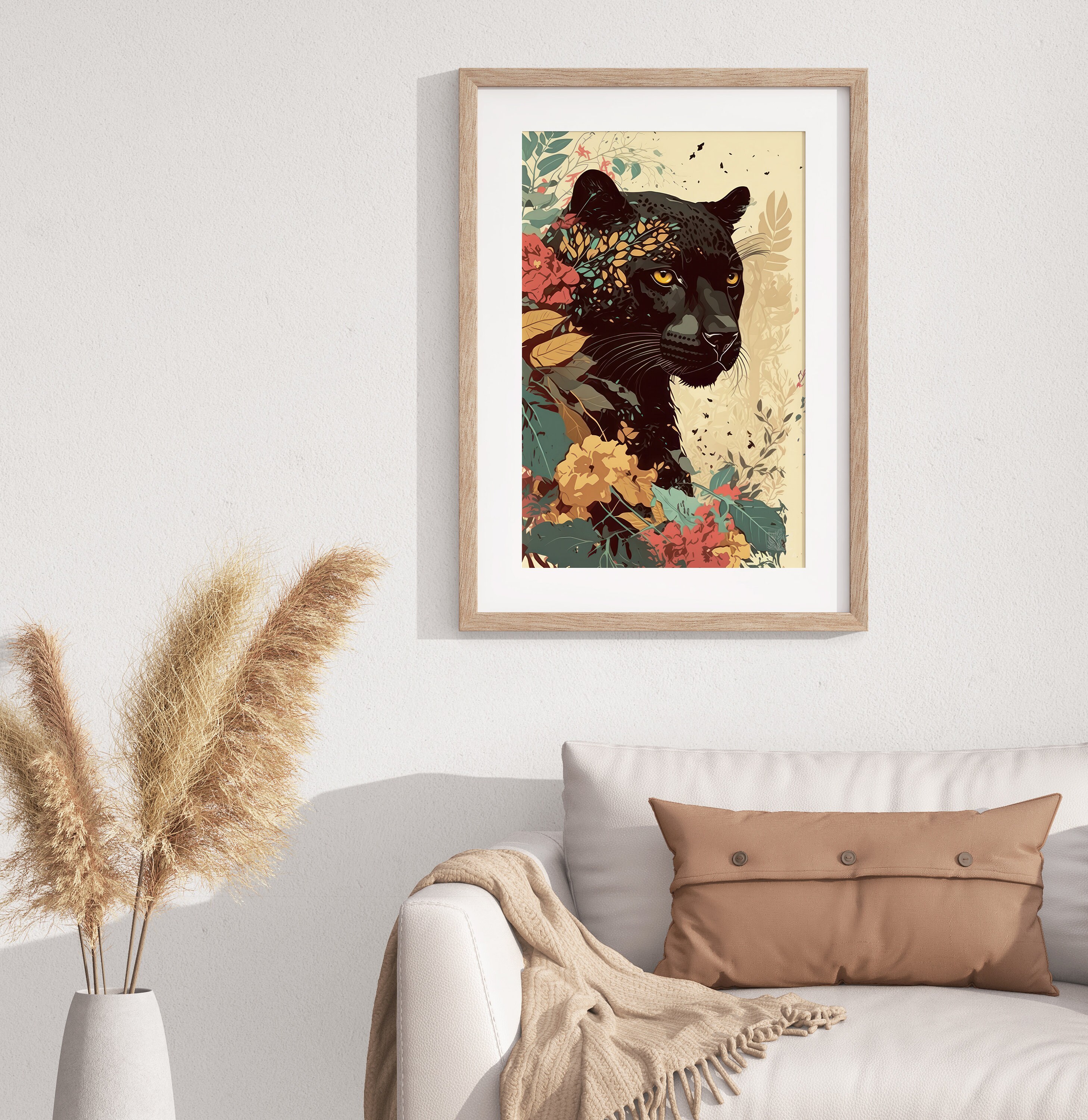 Modern Black Jaguar Poster | Minimalist Jungle Artwork Prints ...
