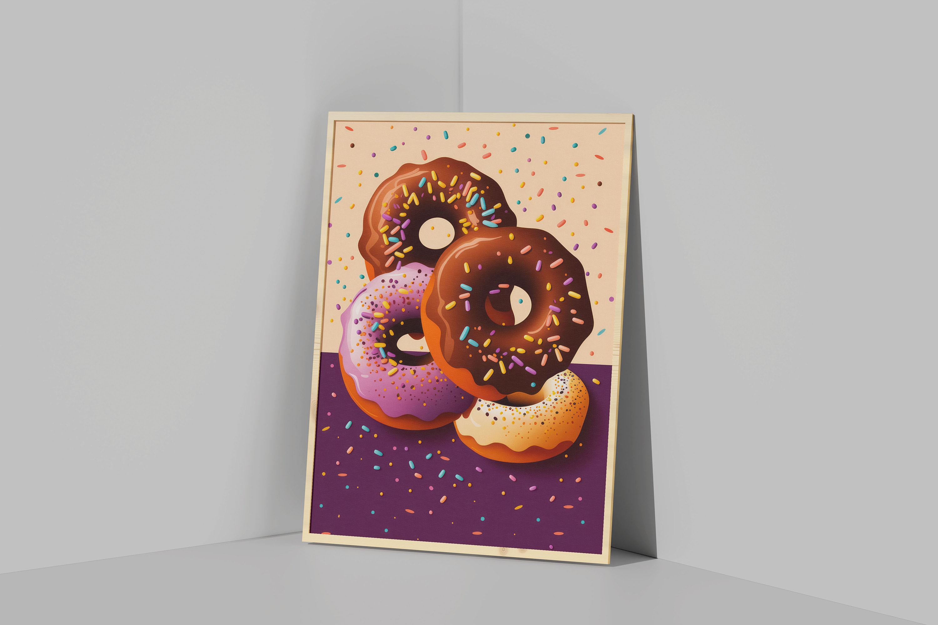Doughnut Bakery Poster, Food Print, Vintage Kitchen Decor, Food ...