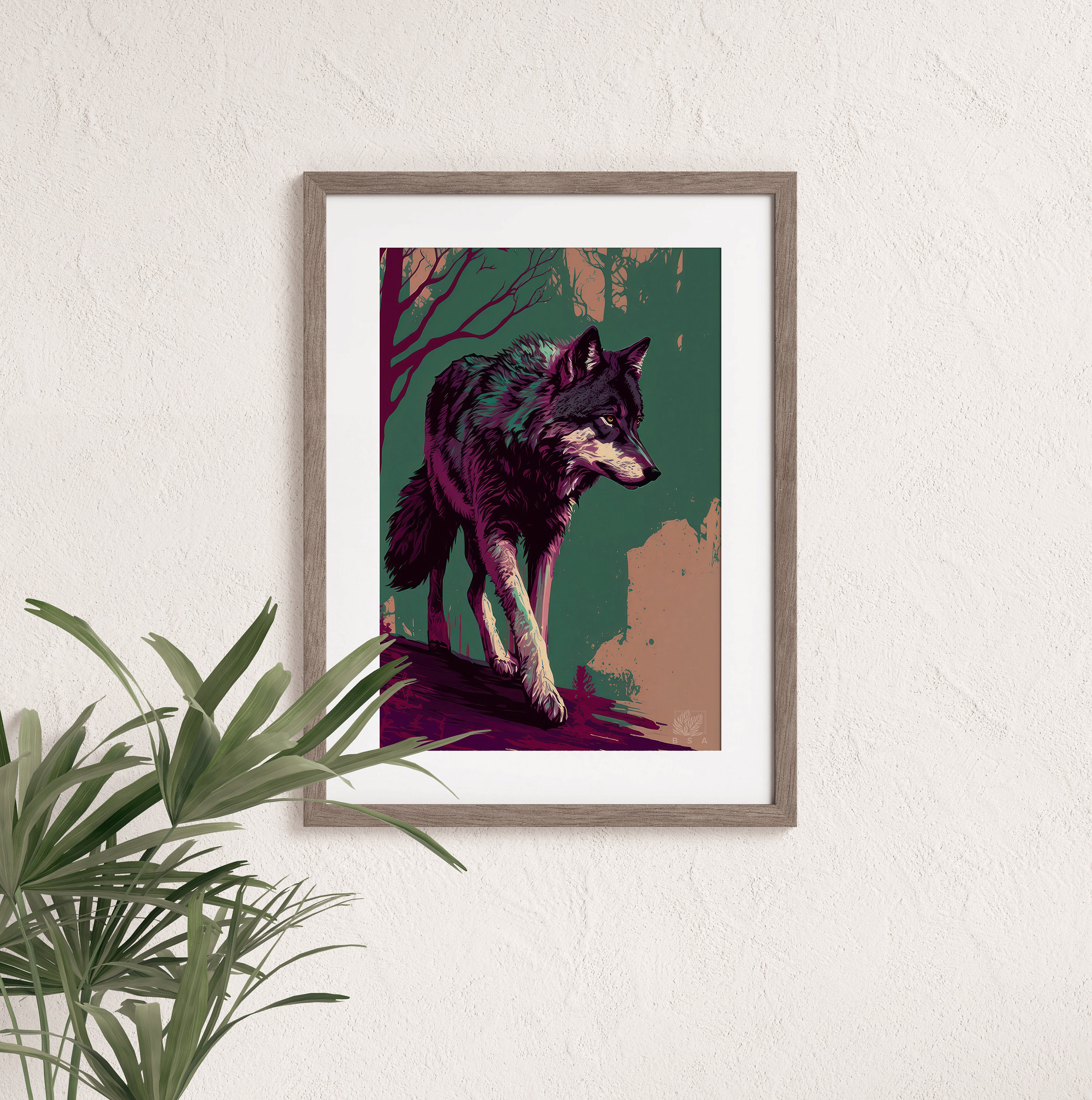 Lone Wolf Art Print, Vintage Antique Wolf Painting, Wildlife Wall Art ...