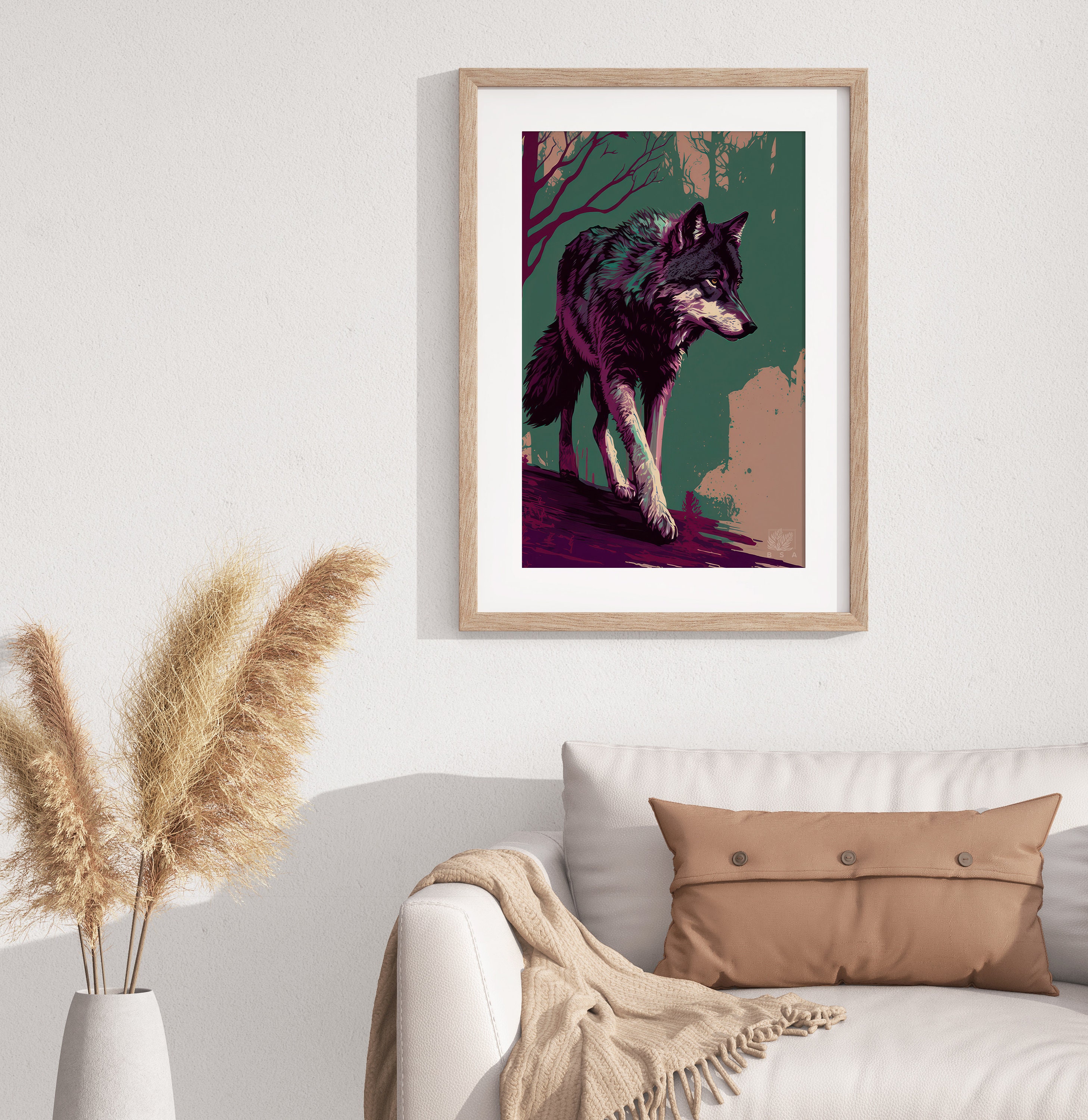 Lone Wolf Art Print, Vintage Antique Wolf Painting, Wildlife Wall Art ...