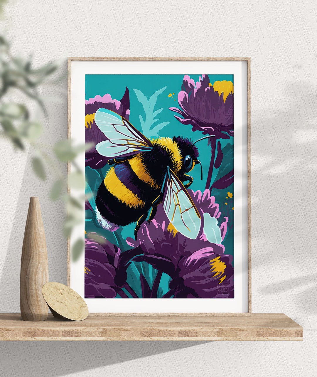 Modern Bumblebee Floral Poster | Minimalist Artwork Prints | Mountain ...