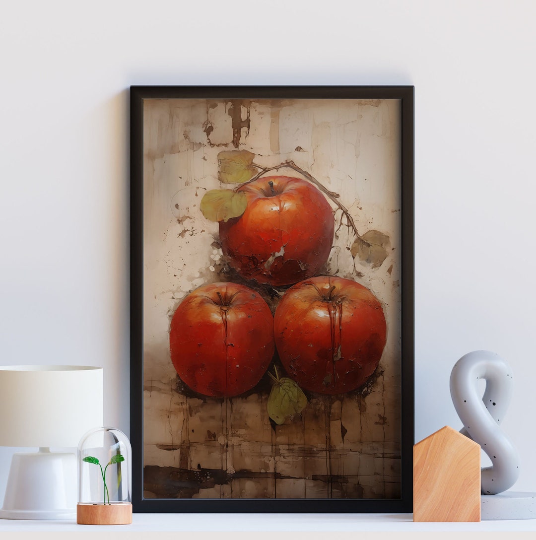 Apples Painting Farmhouse Decor, Fruits Still Life, Rustic Apples ...