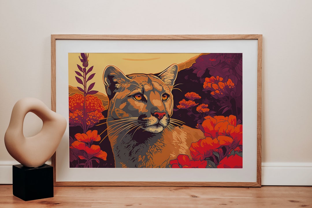 Mountain Lion Puma Poster Art, Western Home Decor, Modern Chic ...