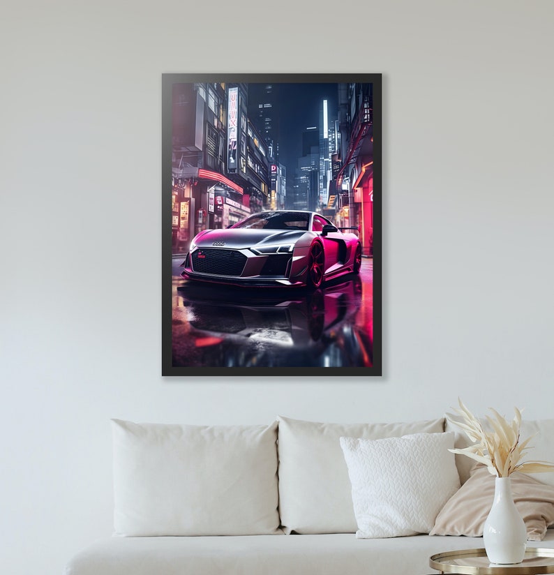 Audi R8 Neon City, Digital Car Art Instant Download, Printable Home ...