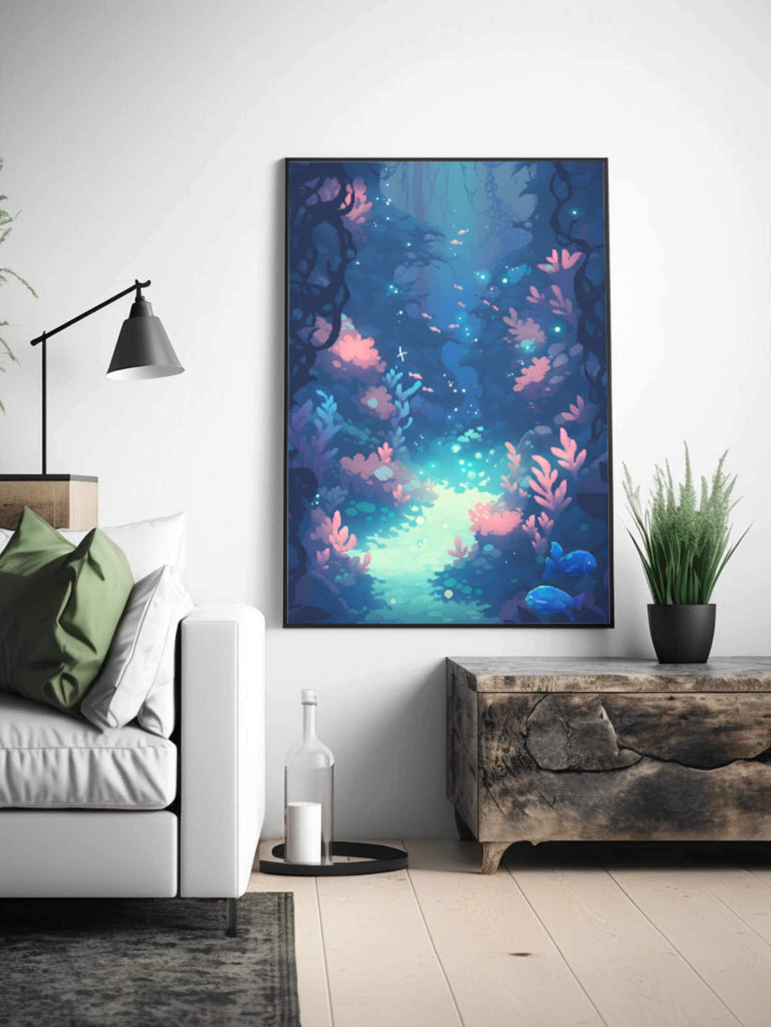 Pixel Art Coral Deep Sea, Art Digital Instant Download, Printable Home ...