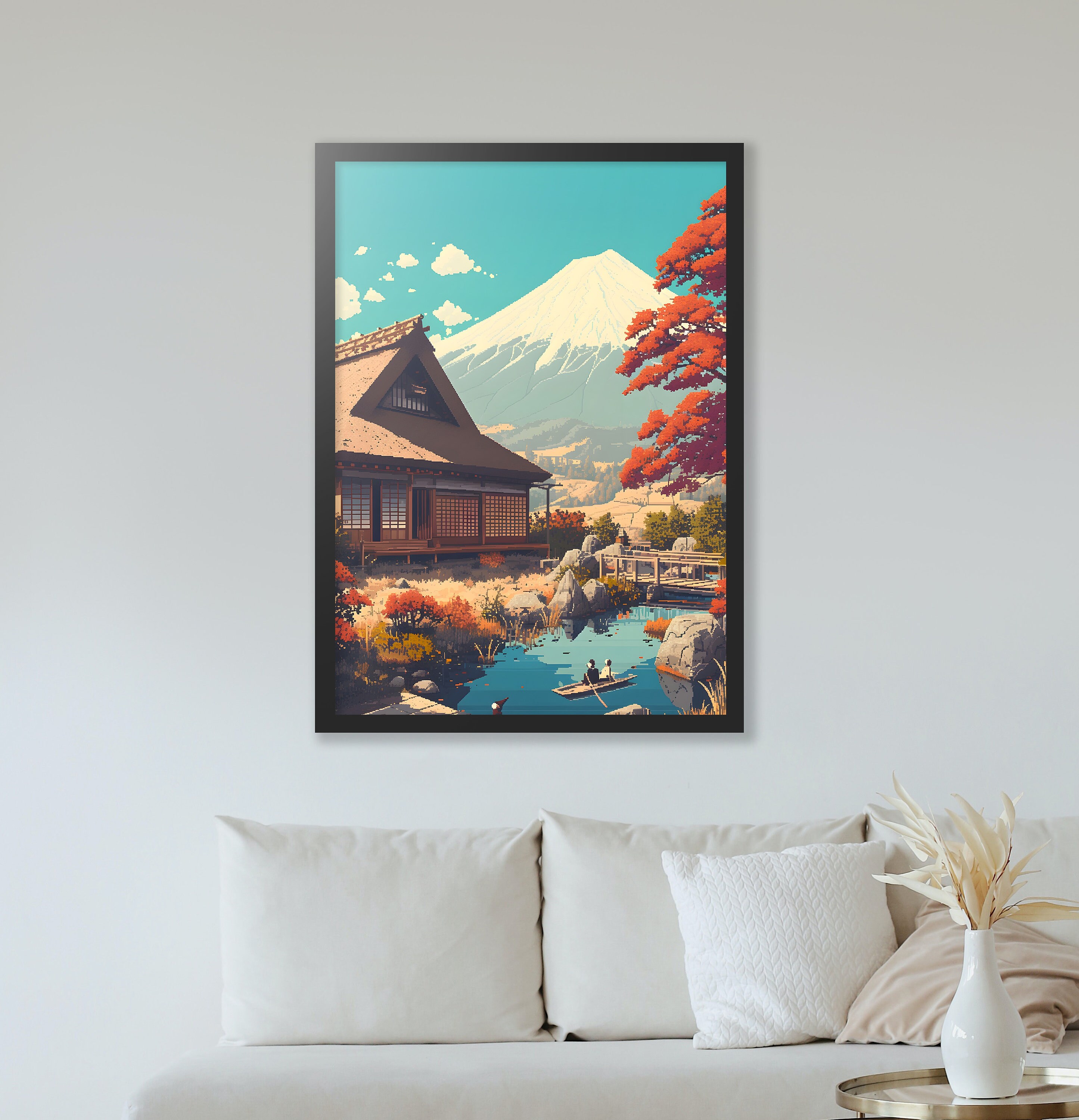 Pixel Art Traditional Japanese Village House, Art Digital Instant ...