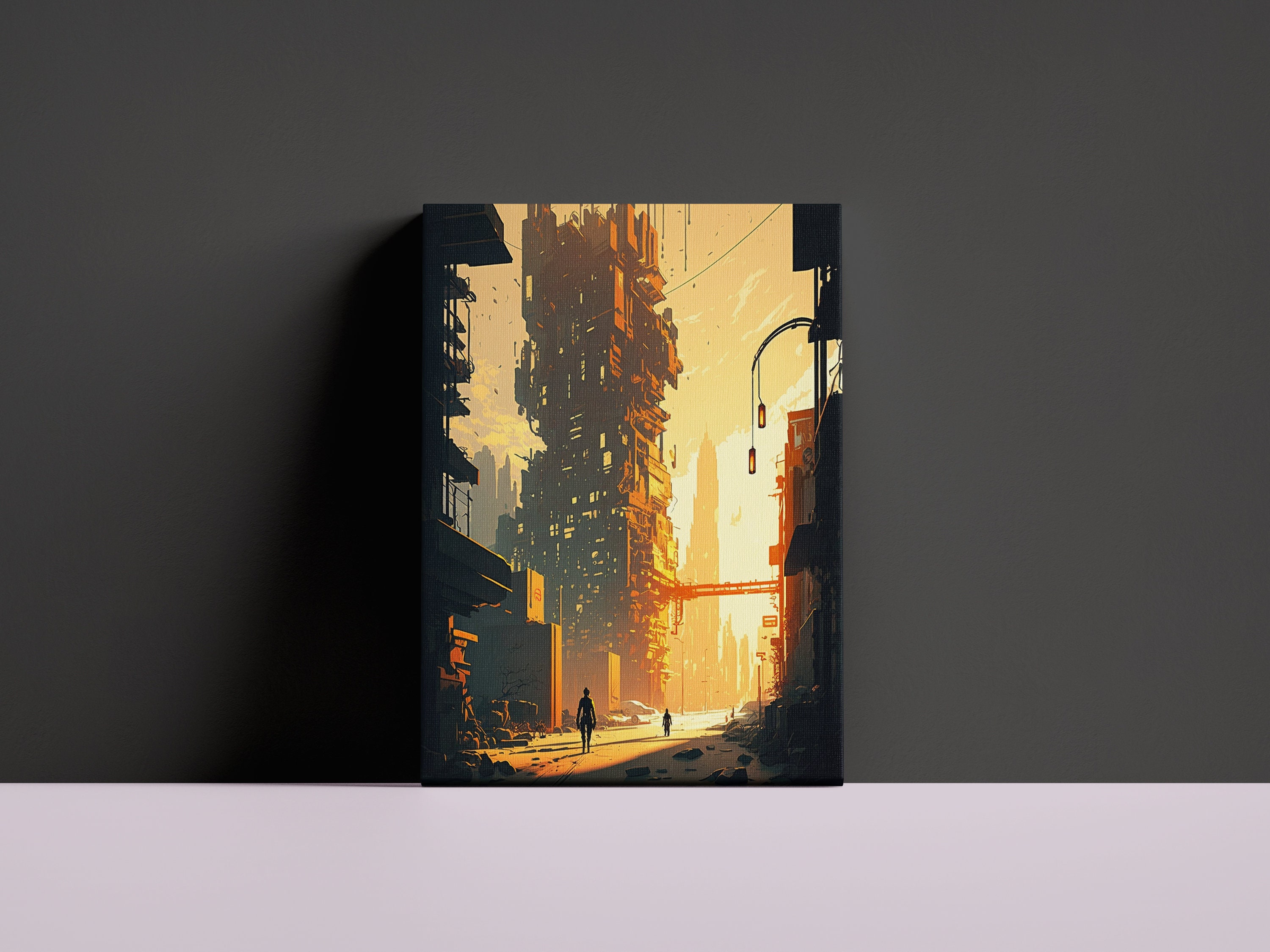 Yellow Cyberpunk Skyscraper, Art Digital Instant Download, Printable ...