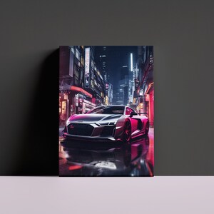 Audi R8 Neon City, Digital Car Art Instant Download, Printable Home ...