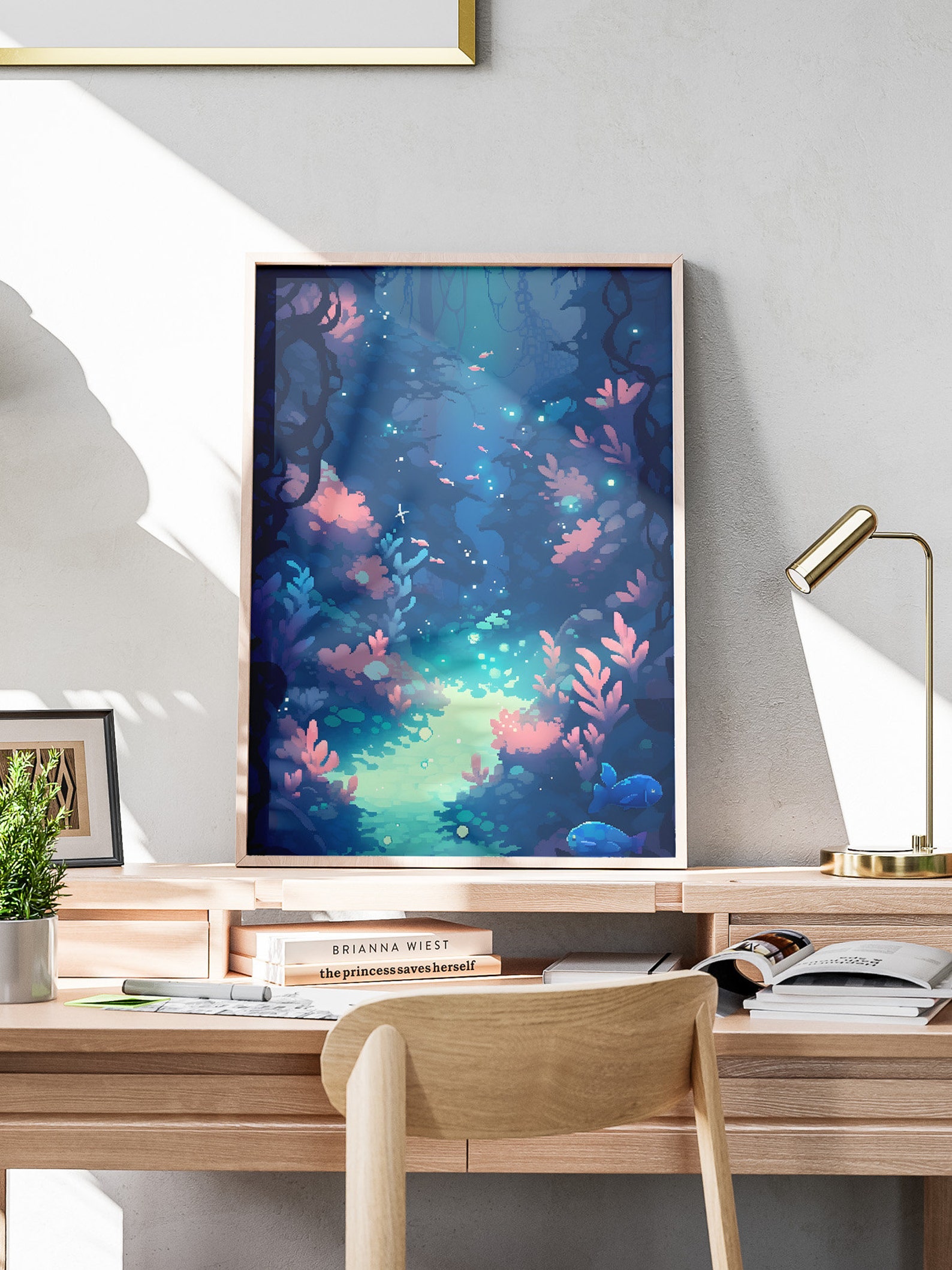 Pixel Art Coral Deep Sea, Art Digital Instant Download, Printable Home ...