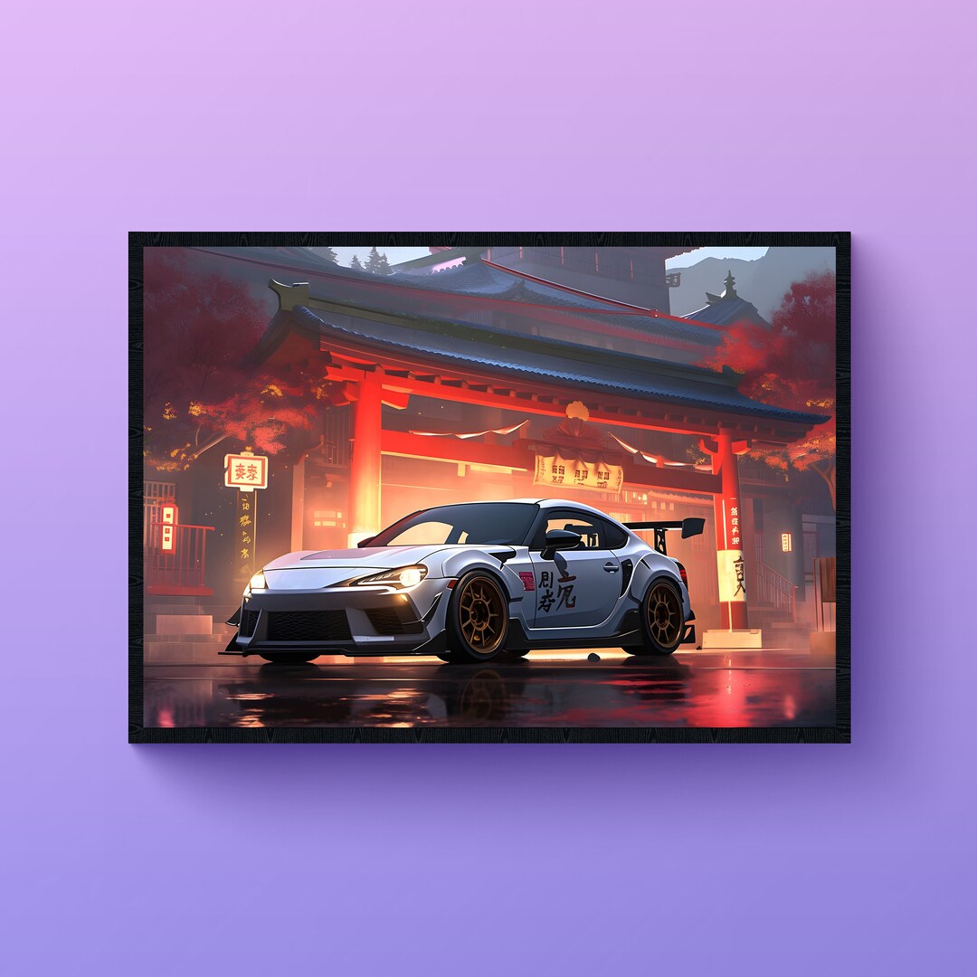 Artistic White Subaru BRZ Shrine Japan, Digital Car Art Instant ...
