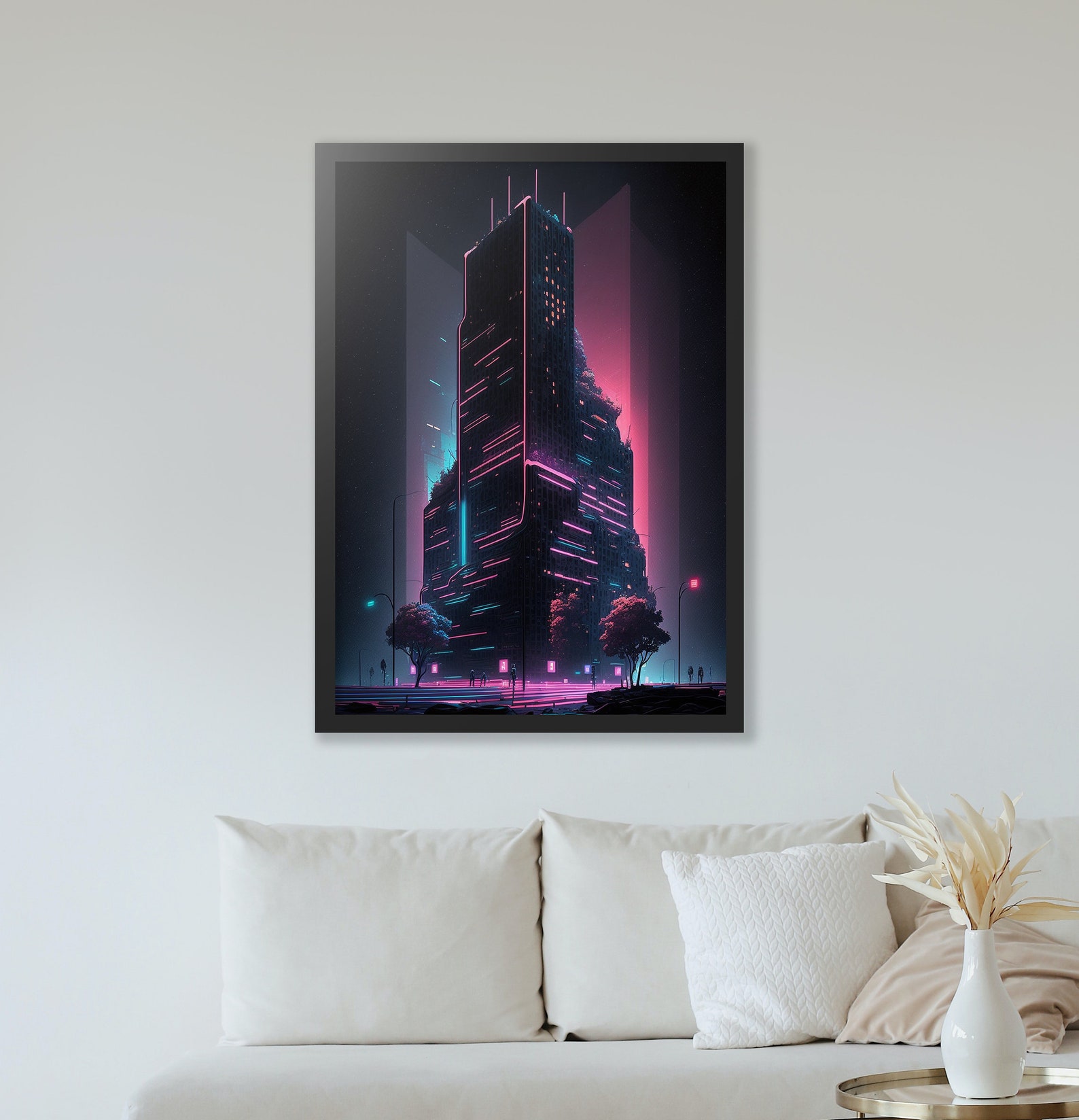 Pink Futuristic Modern Cyberpunk Skyscraper, Art Digital Instant ...