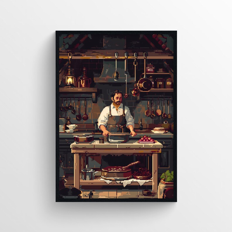 Master Chef at Work Pixel Art, Digital Art Instant Download, Printable ...