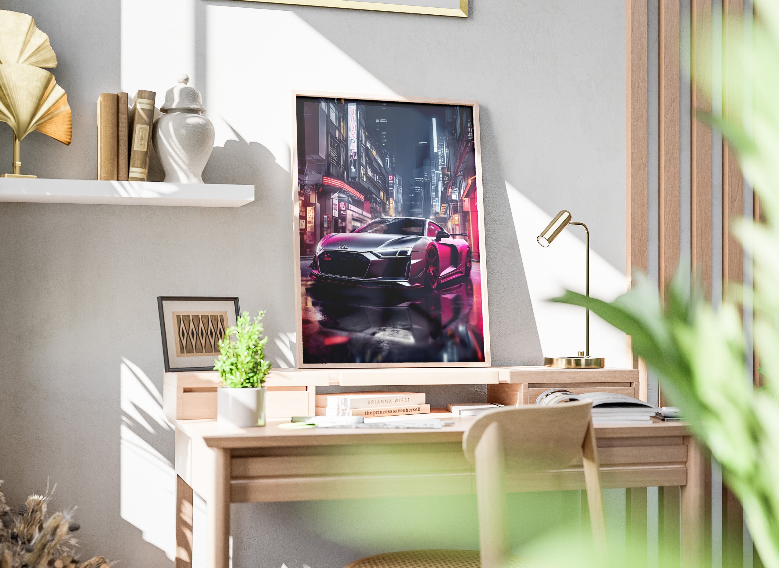 Audi R8 Neon City, Digital Car Art Instant Download, Printable Home ...