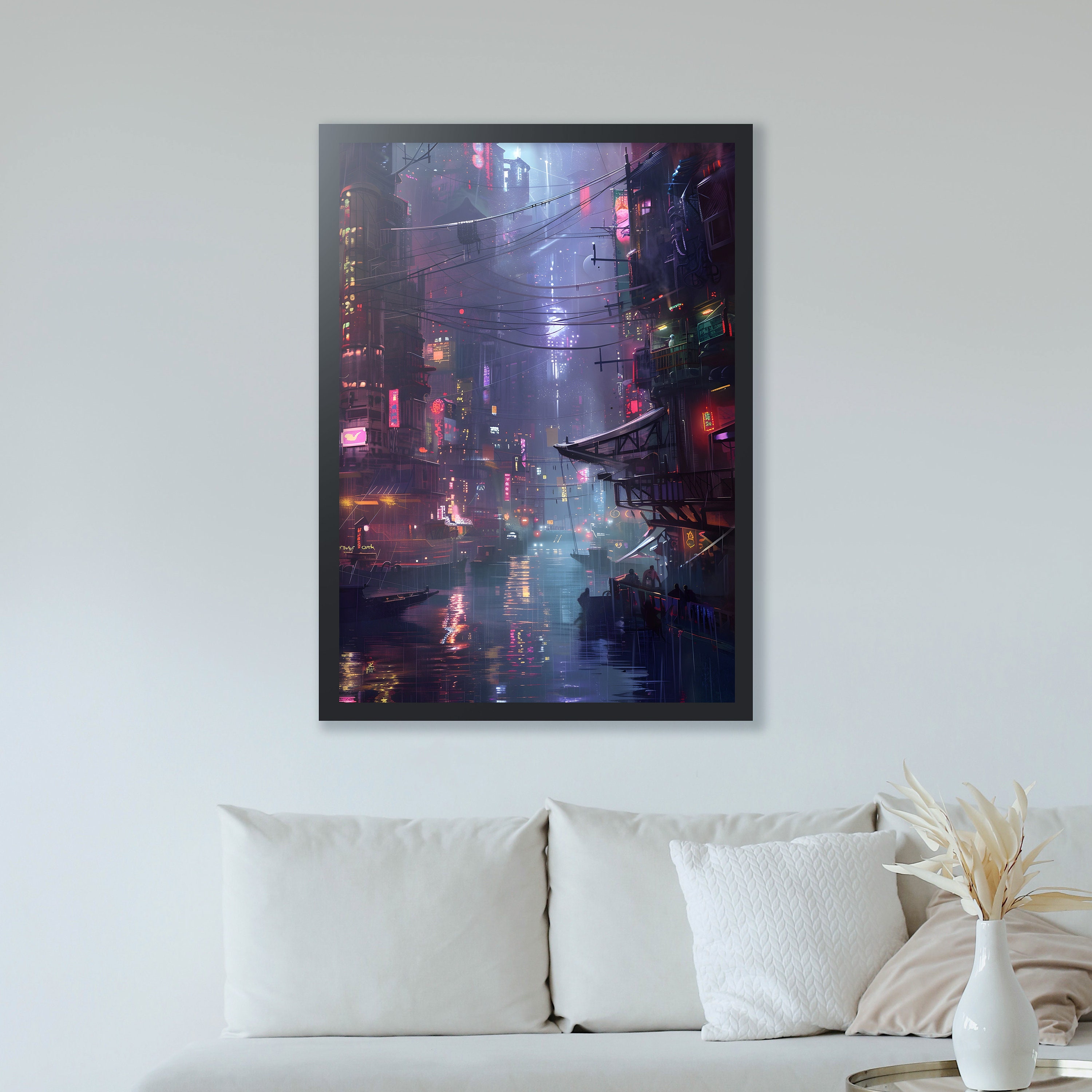 Cyberpunk Dystopian City Canal Hong Kong , Art Digital Instant Download ...