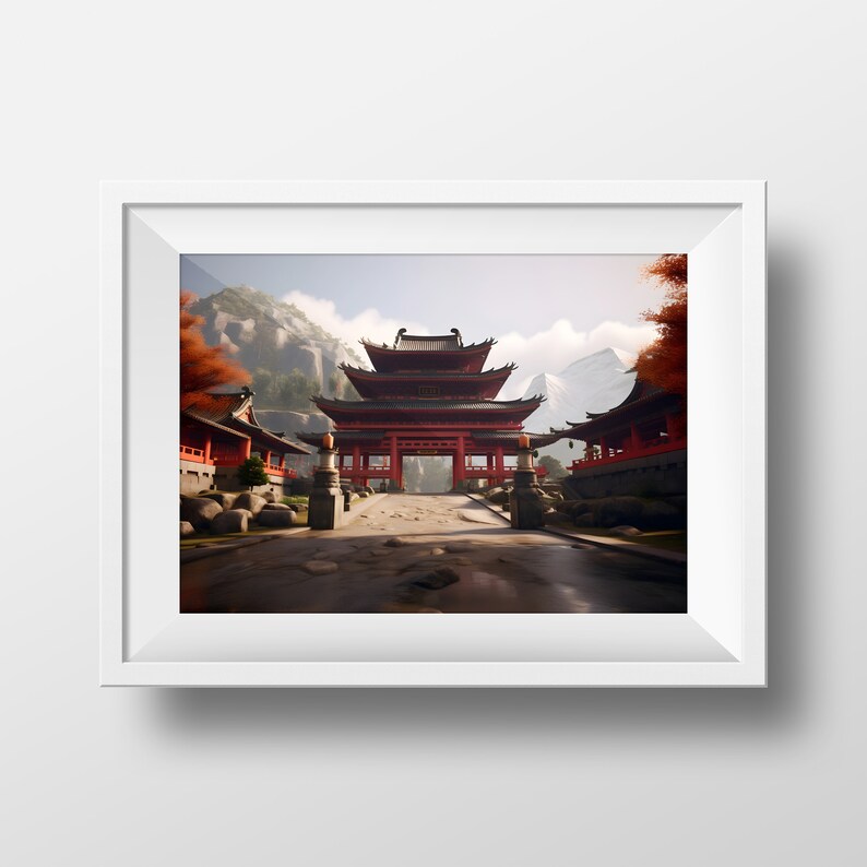 Traditional Japanese Torii Gate Shrine, Digital Art Instant Download ...