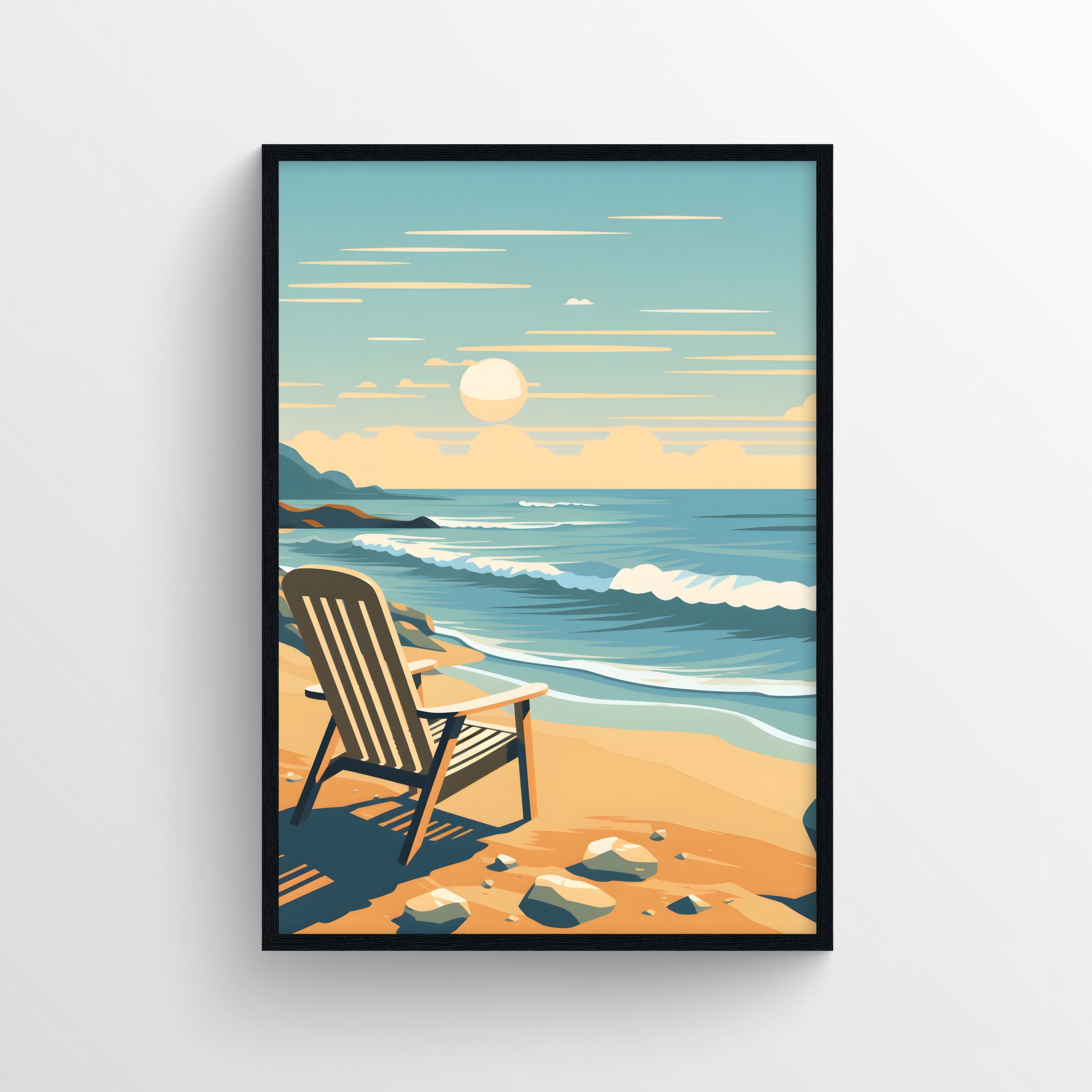 Minimalistic Vector Beach, Art Instant Download ,hills, Emerald Beach ...