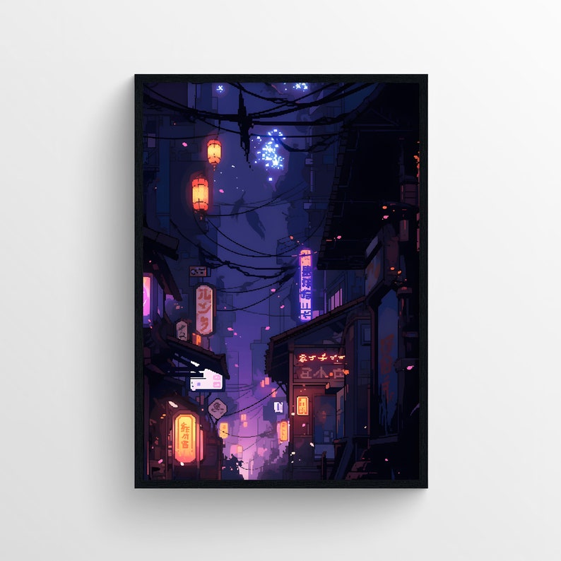 Pixel Art Japan Street Neon Signs, Art Digital Instant Download ...