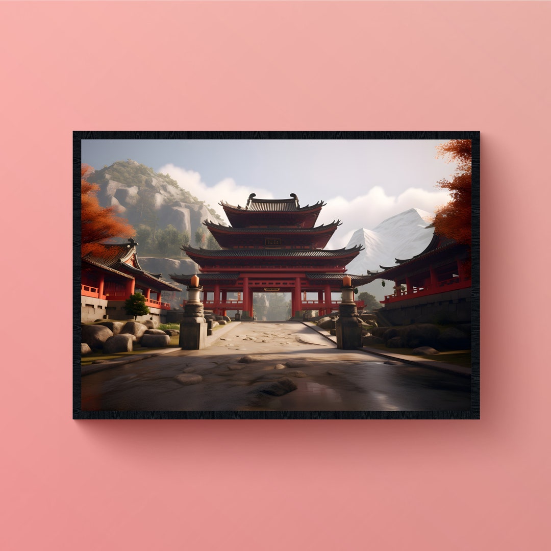 Traditional Japanese Torii Gate Shrine, Digital Art Instant Download ...