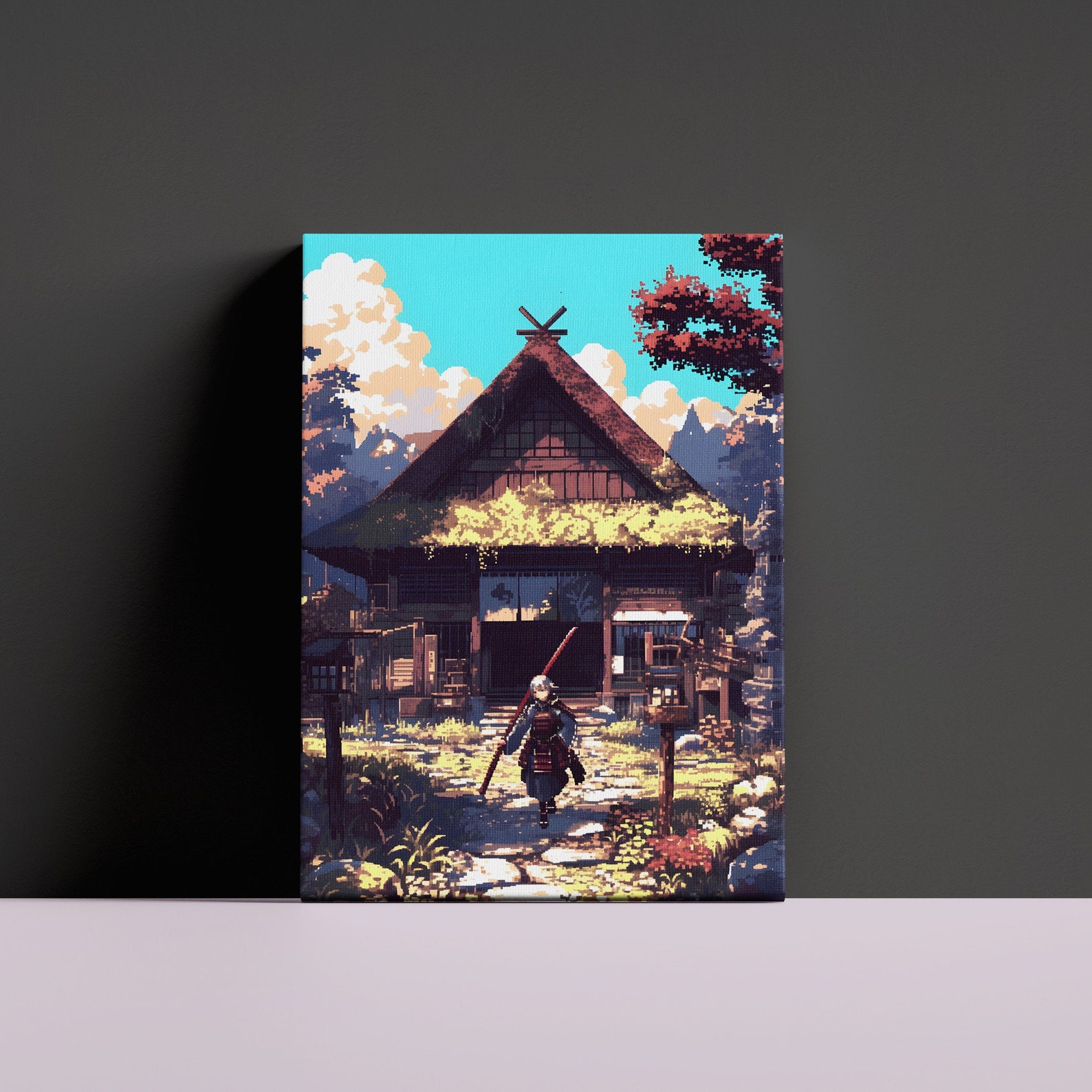 Pixel Art Tadeonal Samurai Village House, Art Digital Instant Download ...