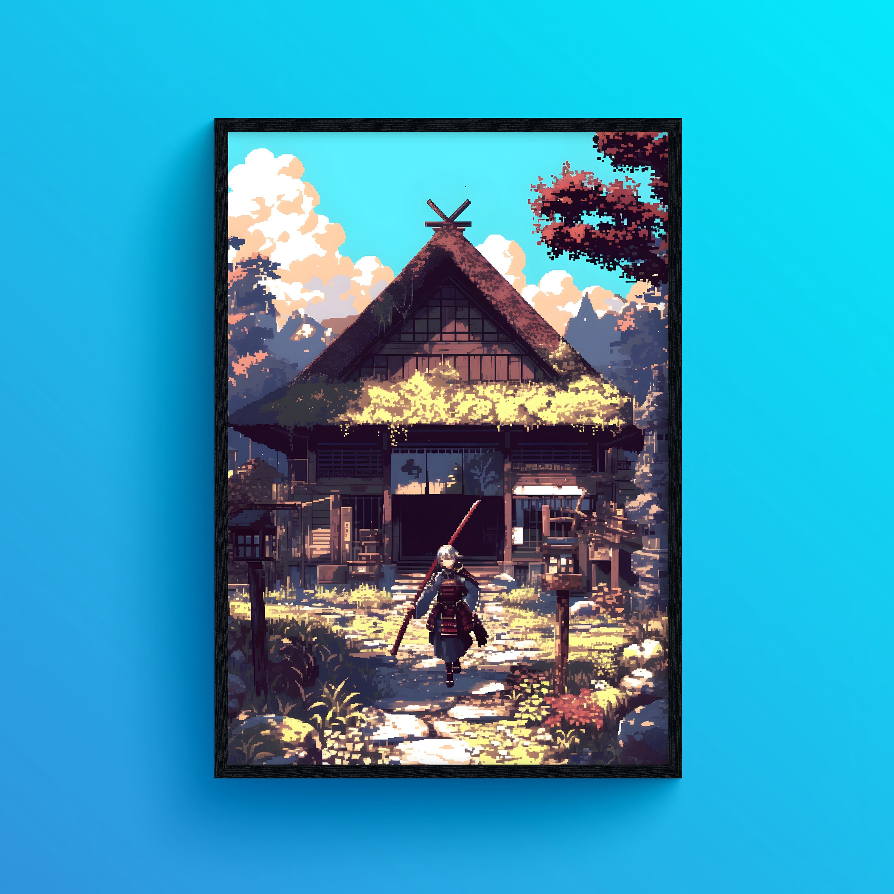 Pixel Art Tadeonal Samurai Village House, Art Digital Instant Download ...