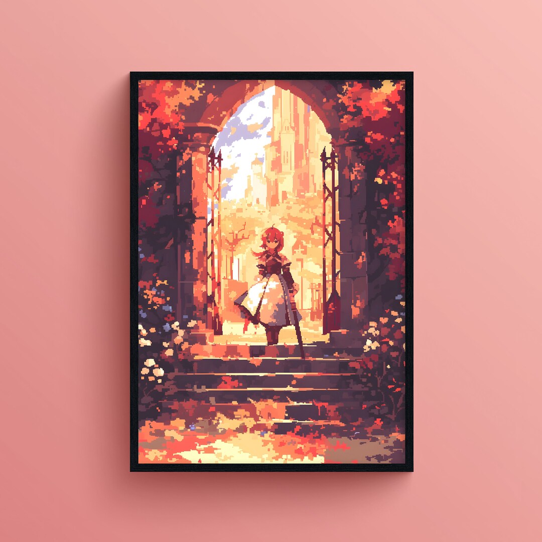 Pixel Art Adventurer Swordswoman, Art Digital Instant Download, Printable Home Decor, Ai Art ...